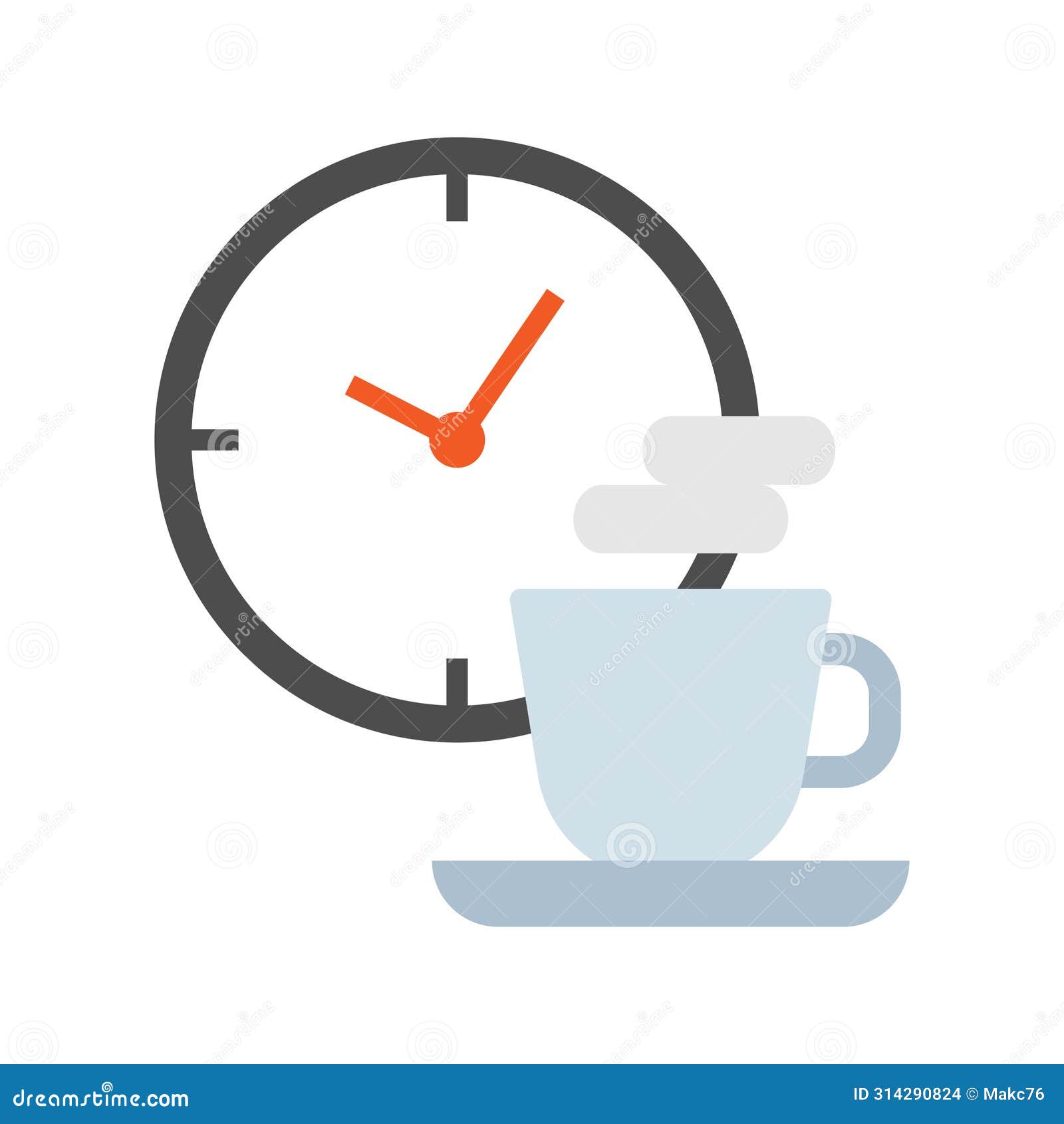 Coffee Break Icon. Clock with Tea Cup Stock Vector - Illustration of ...