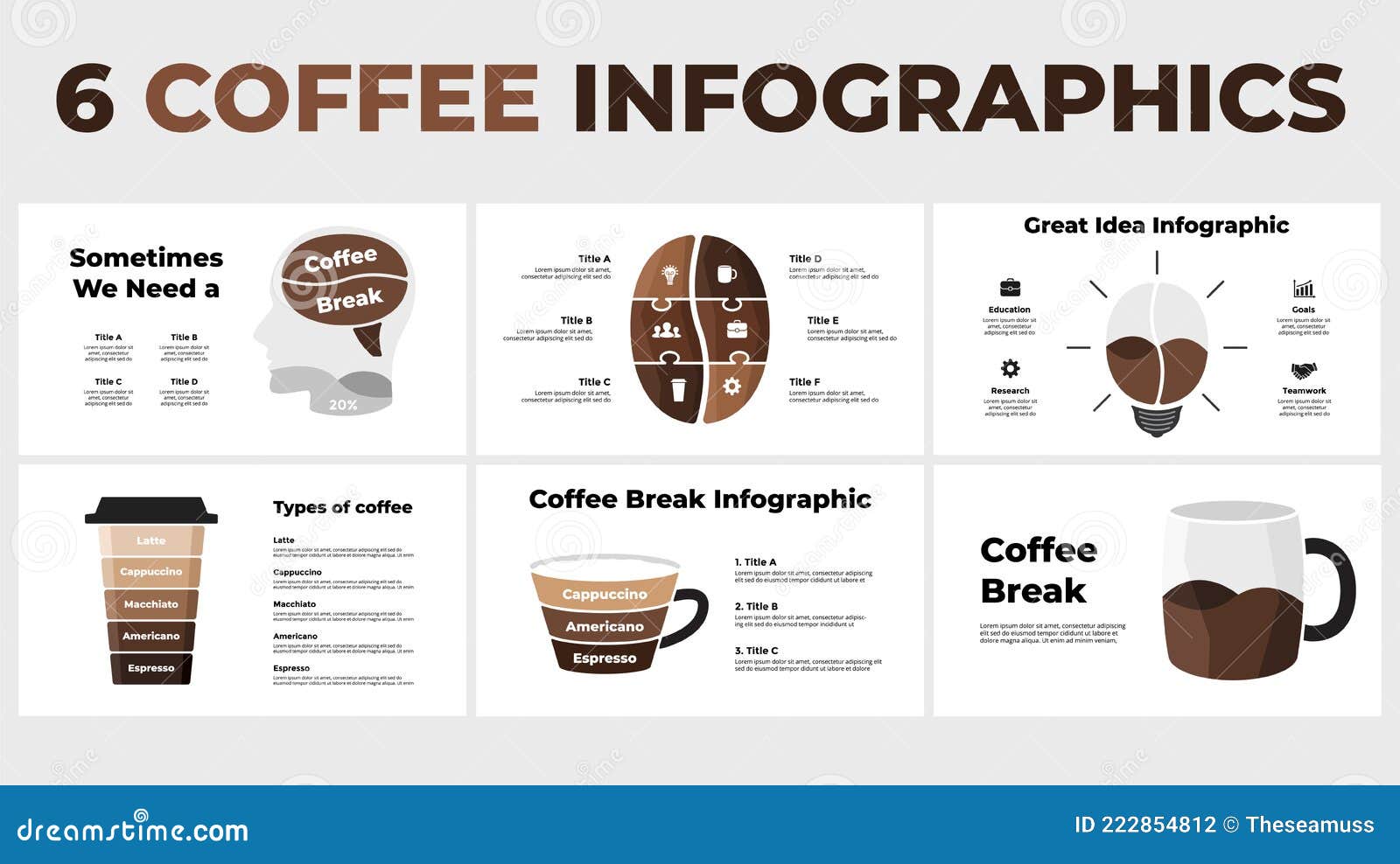 Coffee Break Infographics Pack. Vector Slide Template. Creative ...
