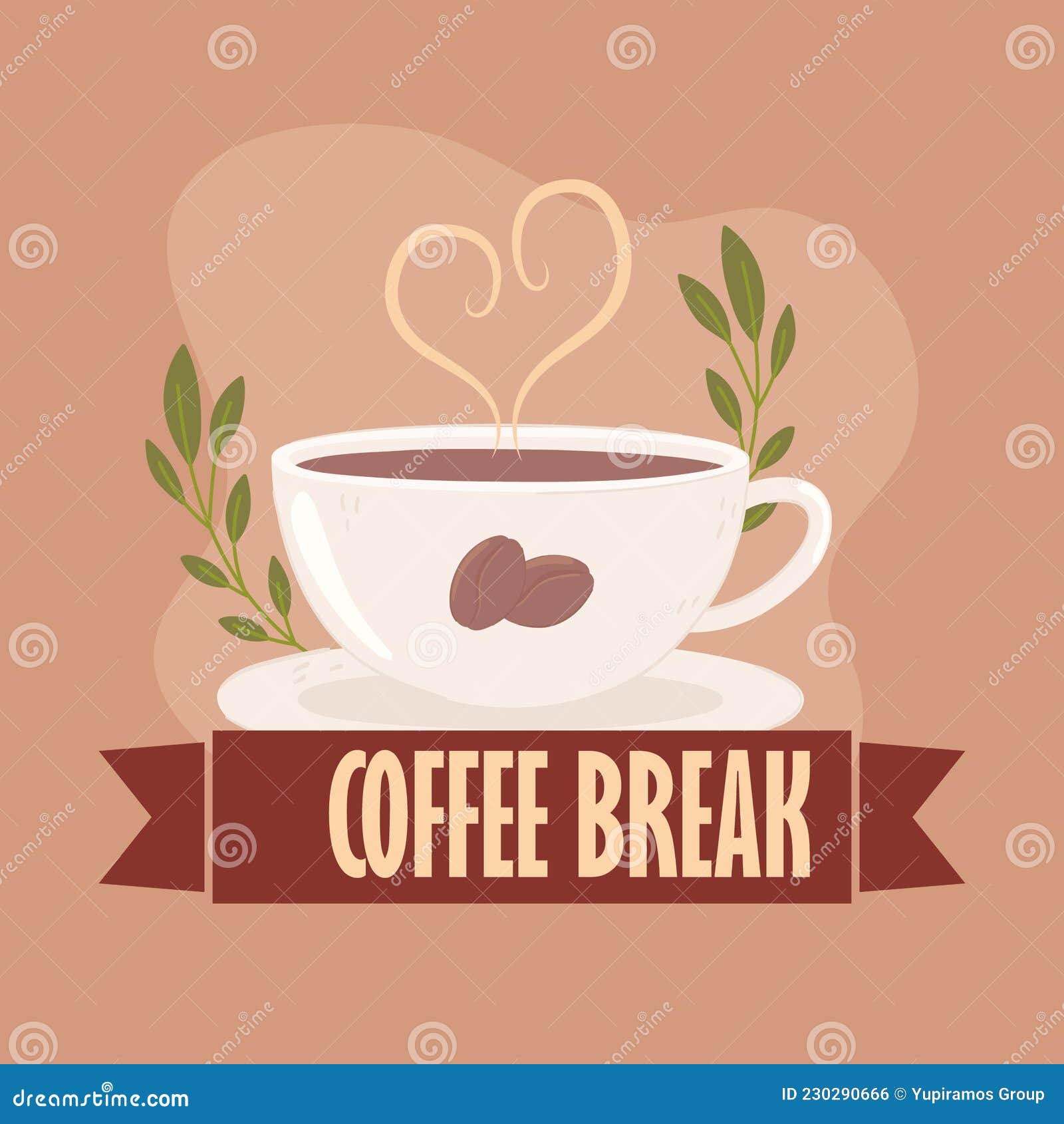 Coffee break label and cup stock vector. Illustration of morning ...