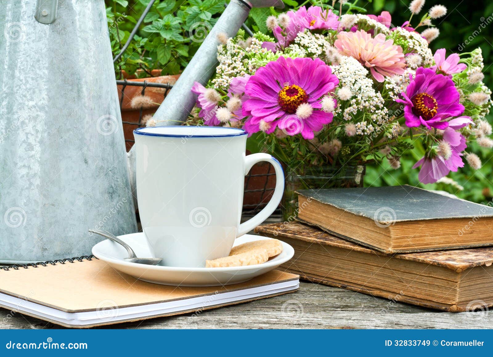 Coffee break stock image. Image of flowers, blue, herbs - 32833749