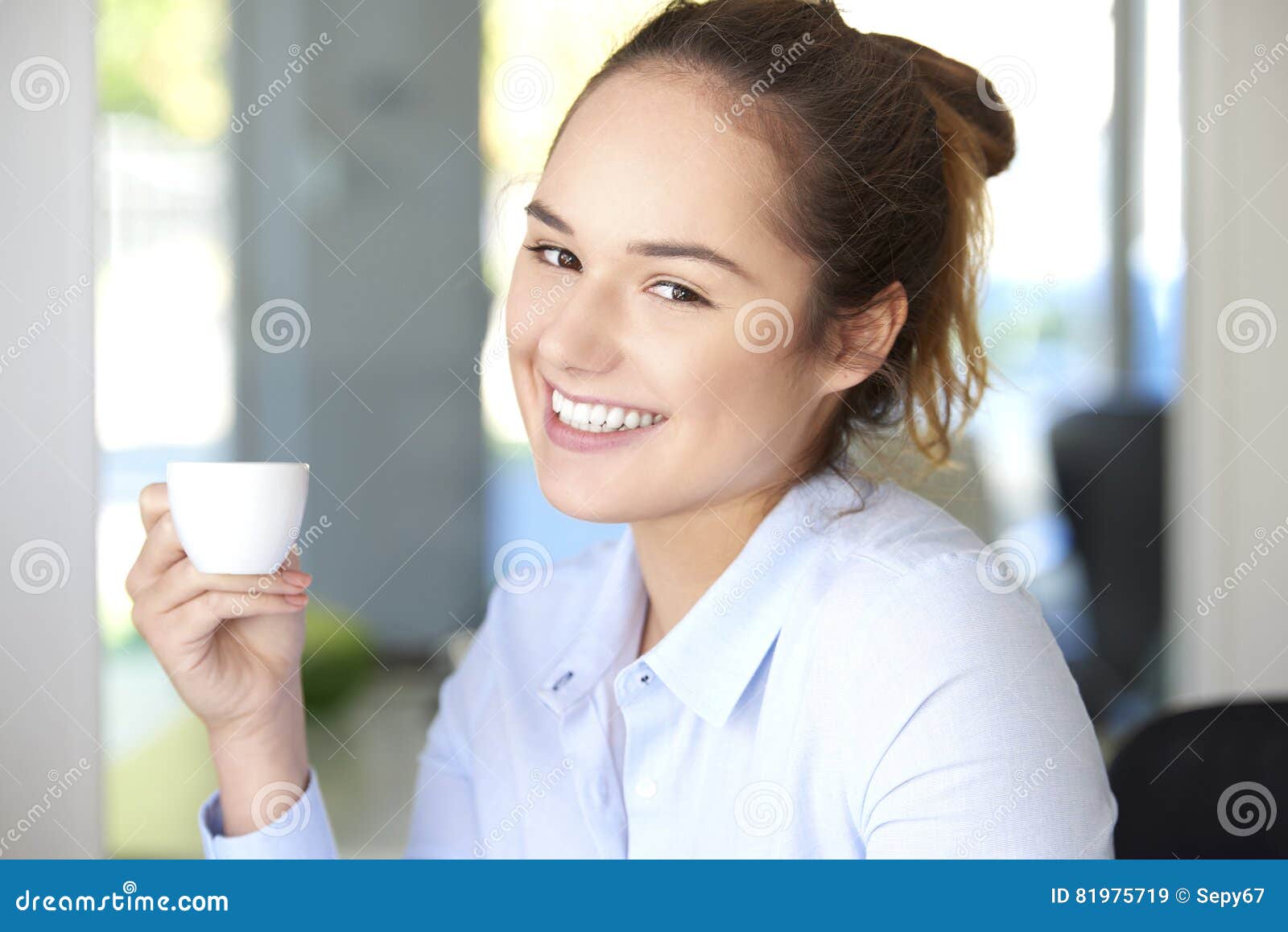 Coffee break in the office stock image. Image of confident - 81975719