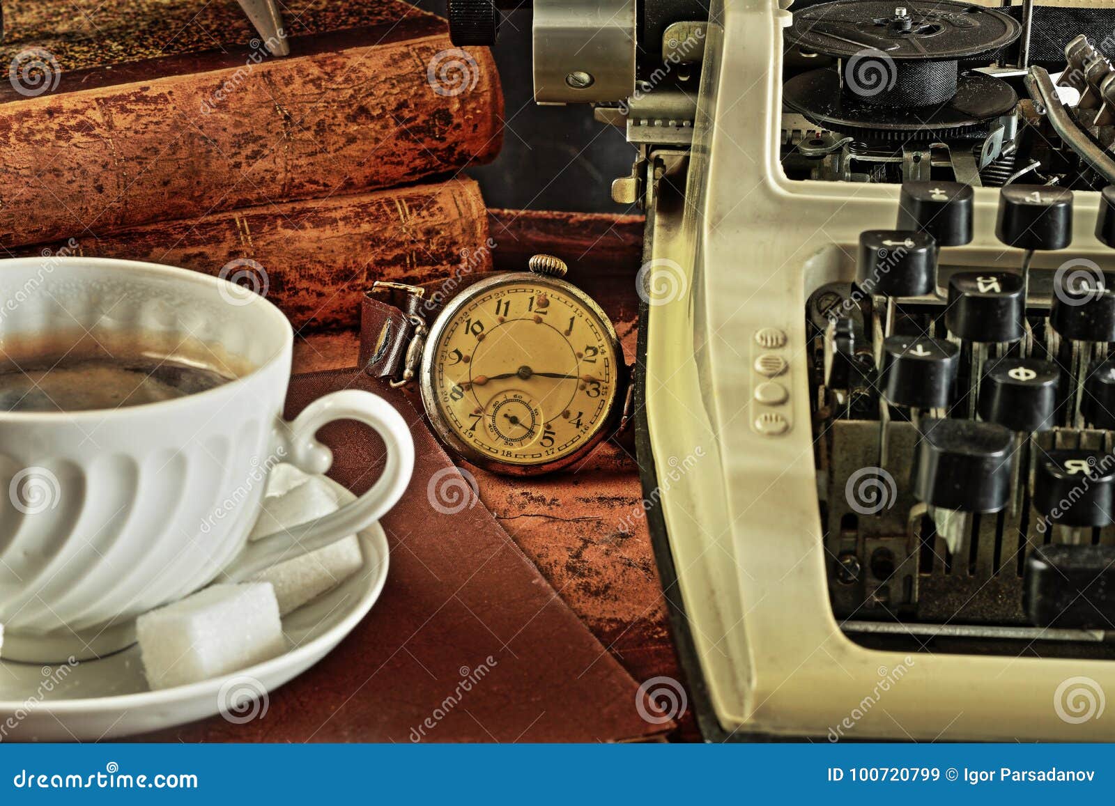Coffee Break in the Retro Style Stock Image - Image of time, tradition ...