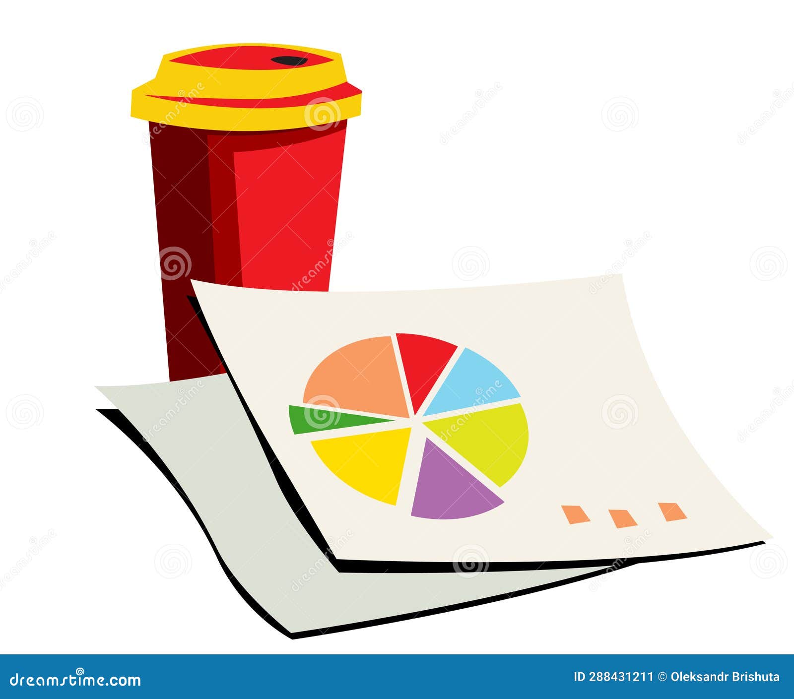 Coffee Break. Sheets with a Presentation and a Cup of Coffee Stock ...