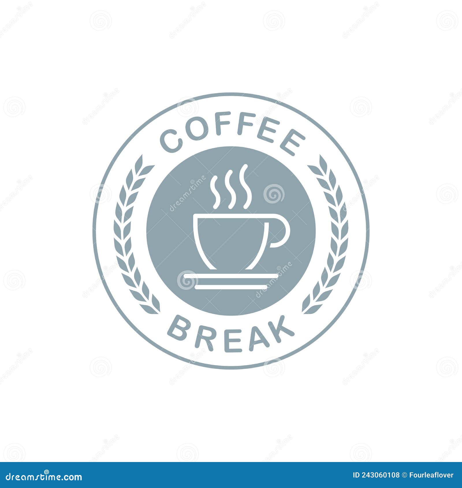 Coffee Break Sign with Steaming Coffee Cup Icon Silhouette. Stock ...