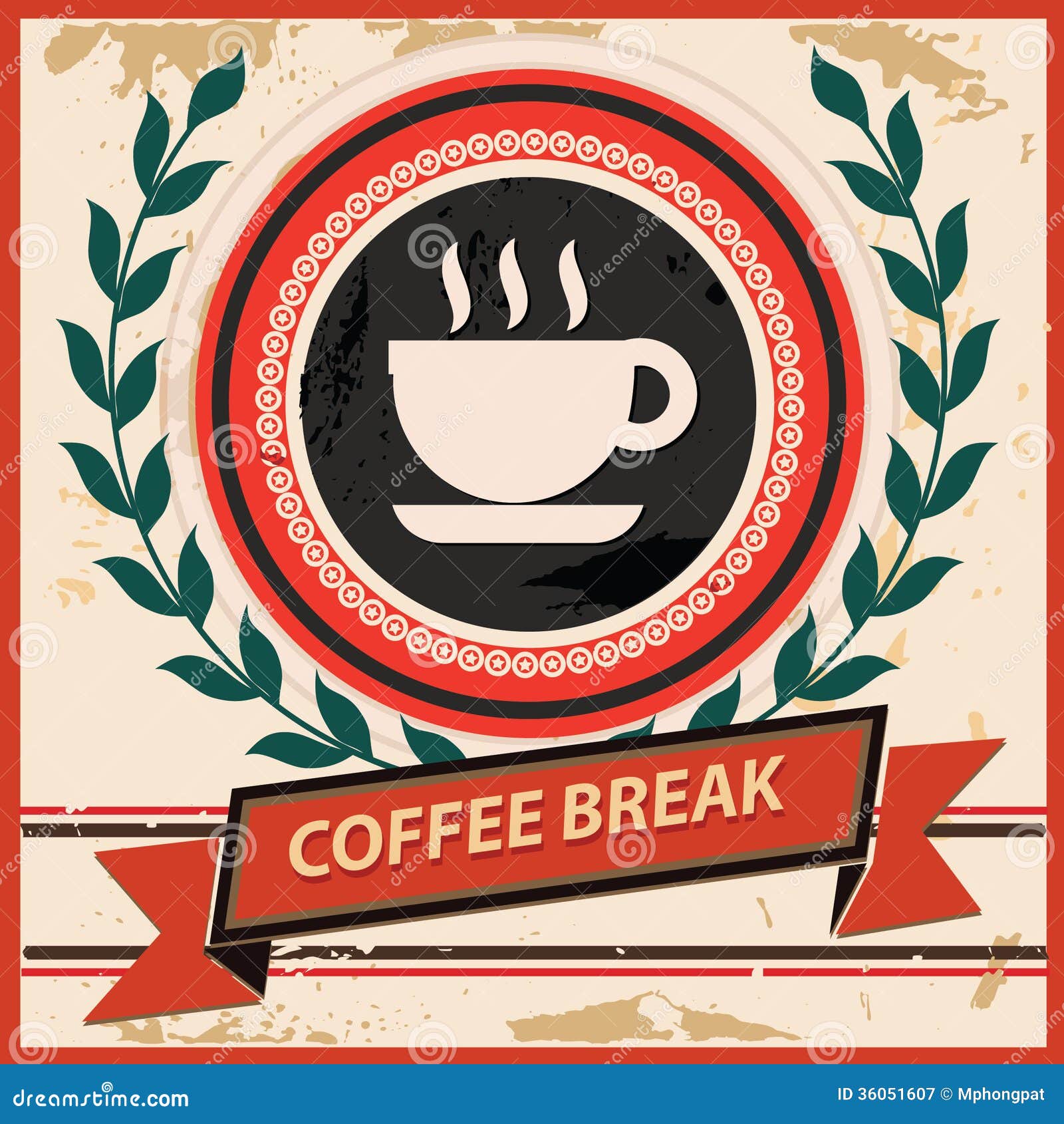 Coffee Break Symbol,Vintage Style Stock Illustration - Illustration of ...