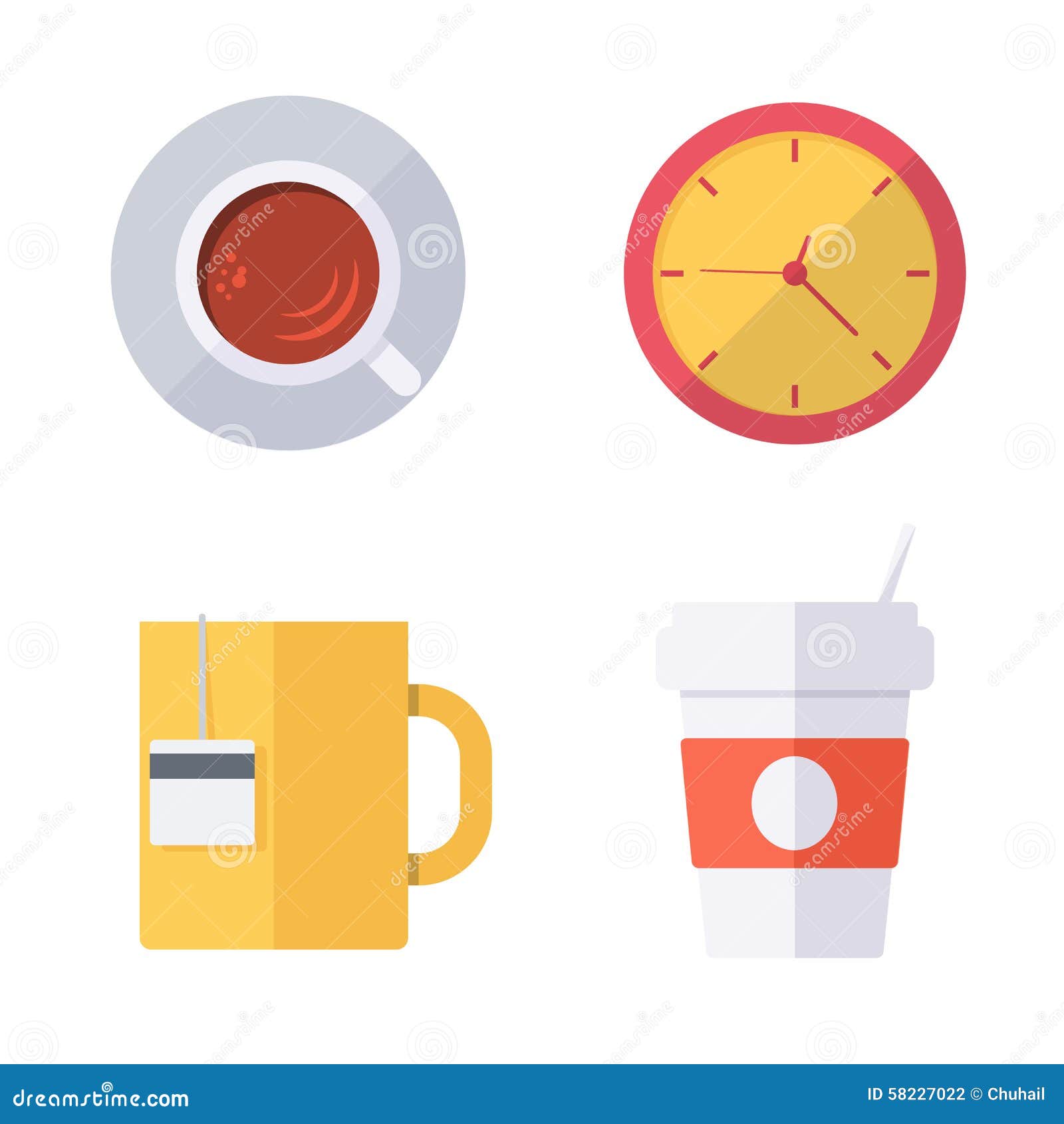 Coffee Break or Tea Time Icons Stock Vector - Illustration of modern ...