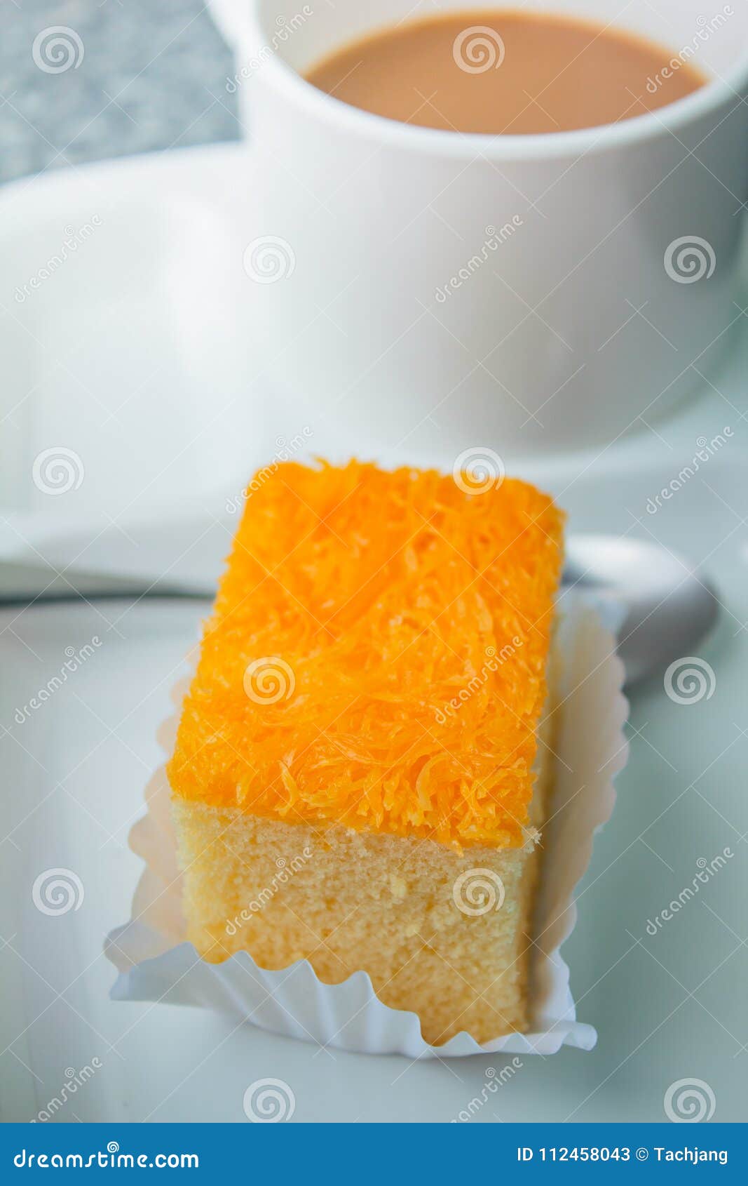 Coffee Break Time with Cake. Stock Image - Image of white, food: 112458043