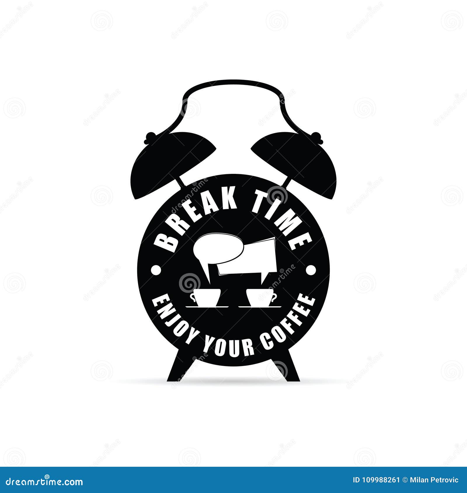 Coffee Break Time on Clock Illustration Stock Vector - Illustration of ...