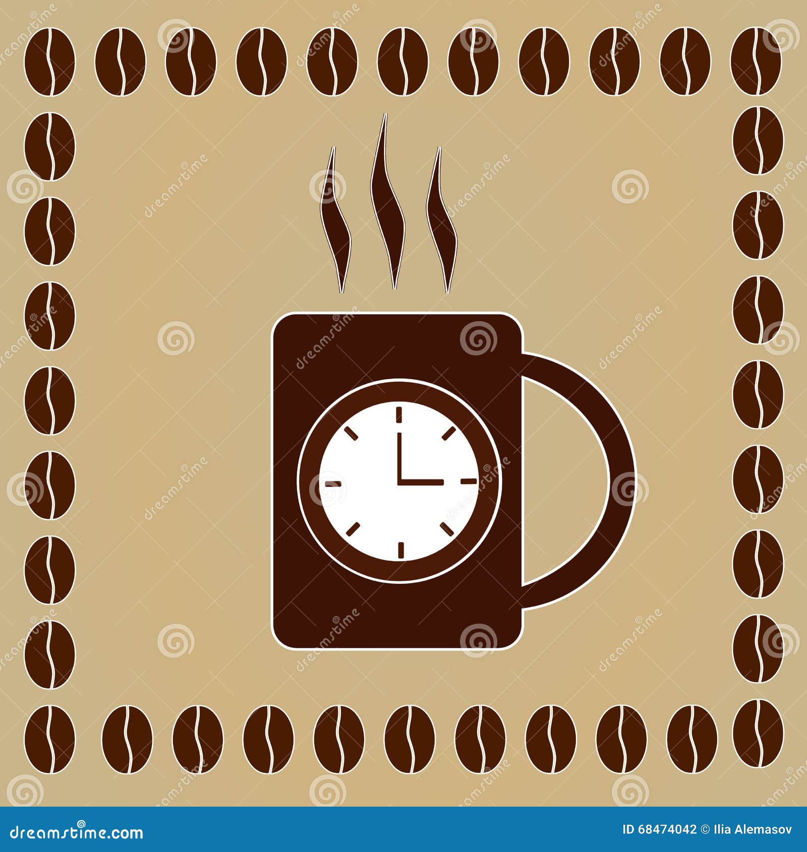 Coffee break time concept stock vector. Illustration of clock - 68474042