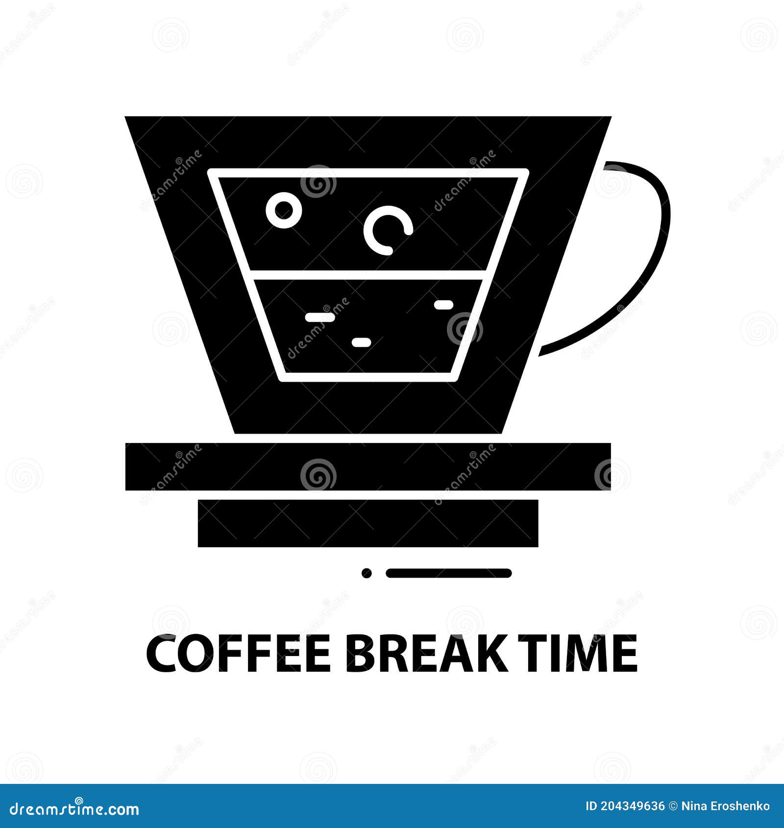 Coffee Break Time Icon, Black Vector Sign with Editable Strokes ...