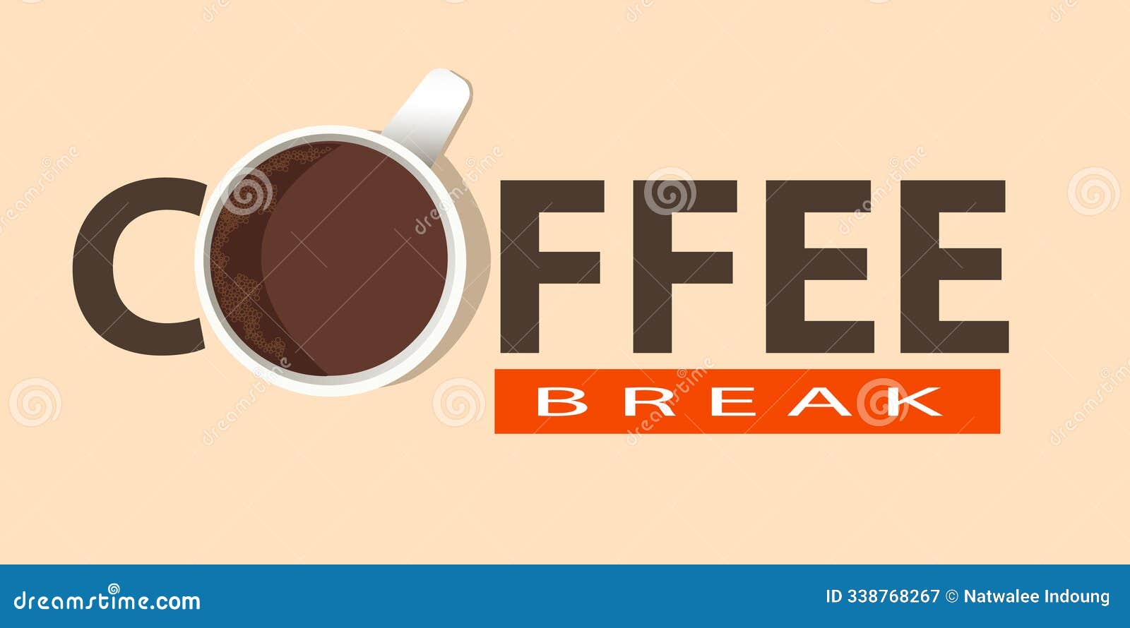 Coffee Break Time Symbol with Cup of Coffee Stock Illustration ...