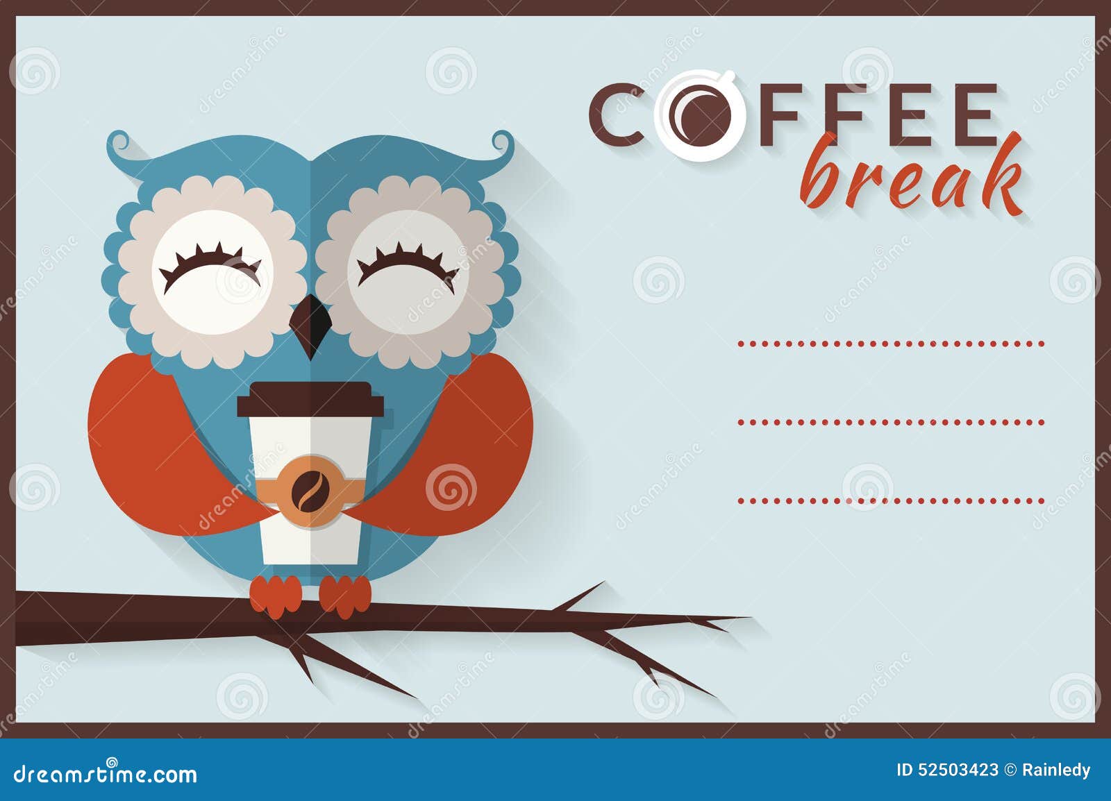 Coffee Break. Vector Card with Owl. Stock Vector - Illustration of ...