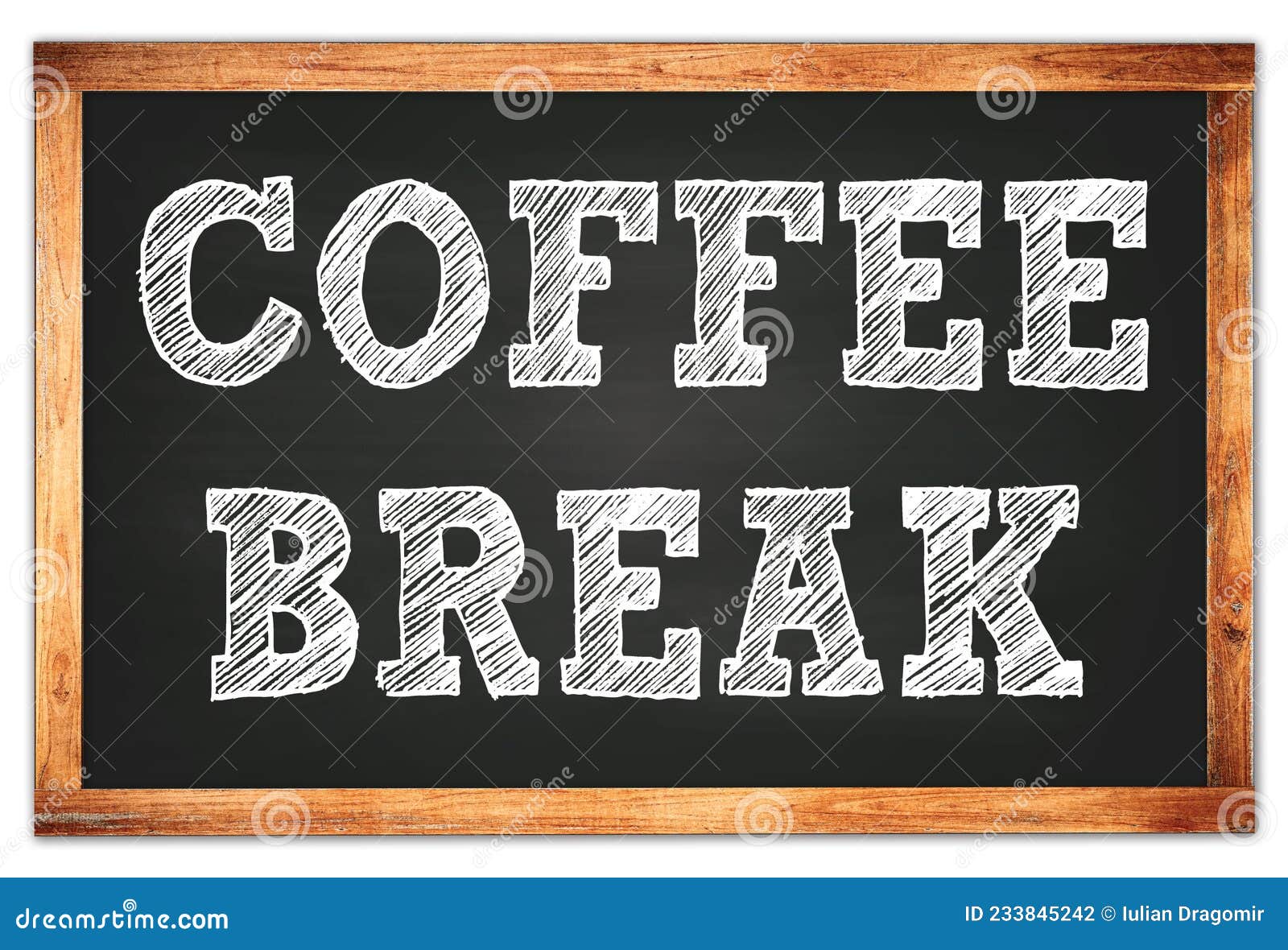 COFFEE BREAK Words on Black Wooden Frame School Blackboard Stock ...