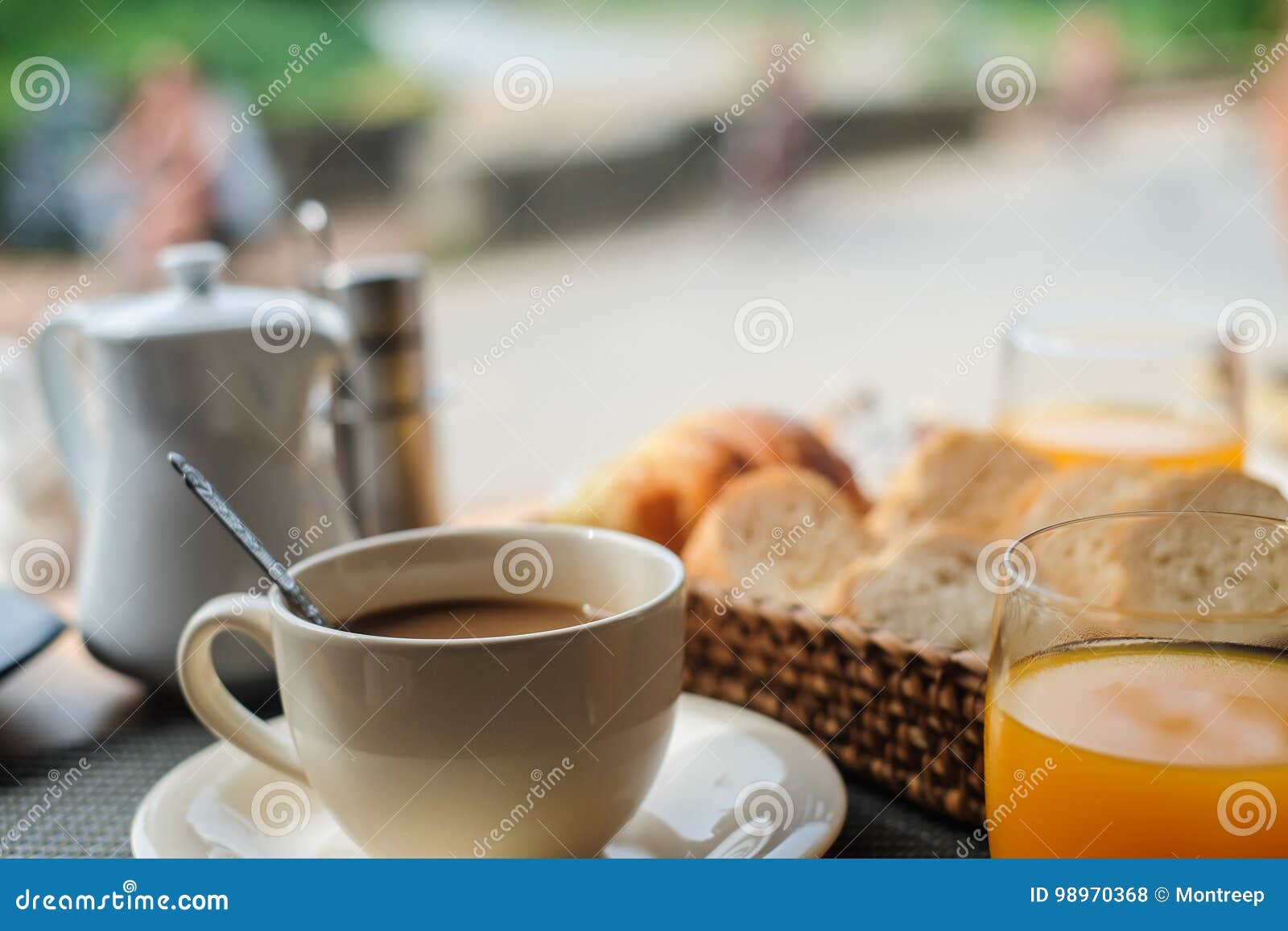 A Coffee in Breakfast on Table Stock Photo - Image of break, brown ...