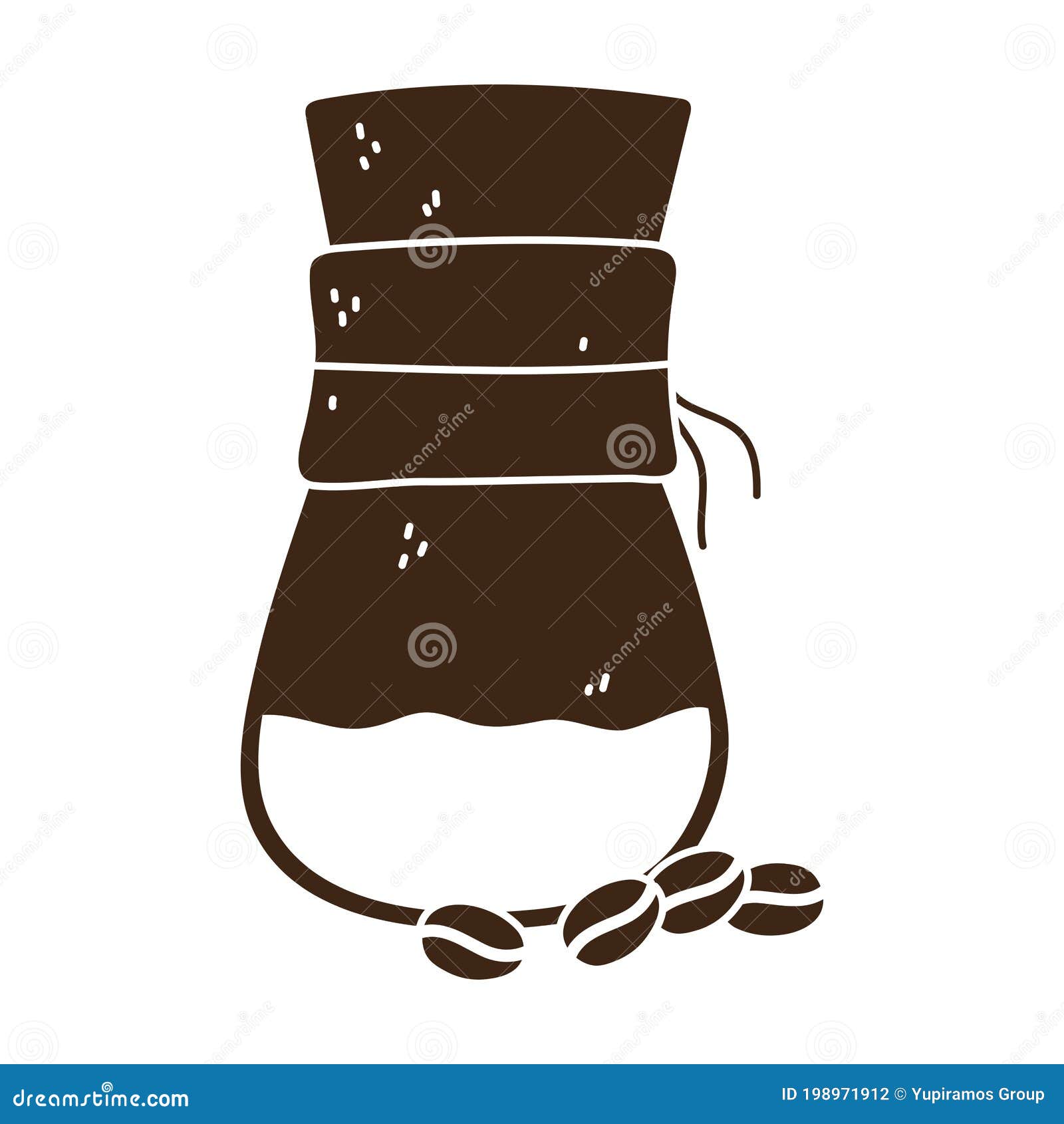 Coffee Brewing Methods, Chemex Coffee with a Grains Silhouette Icon ...