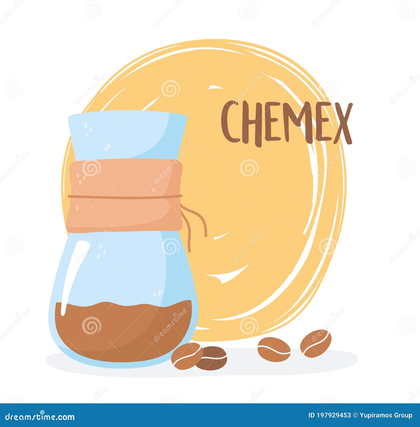 Coffee Brewing Methods, Chemex Coffee with a Grains Stock Vector ...