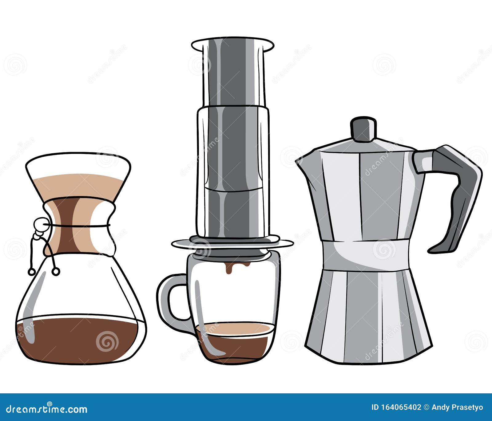 Coffee Brewing Methods Vector Illustration White Background Stock ...