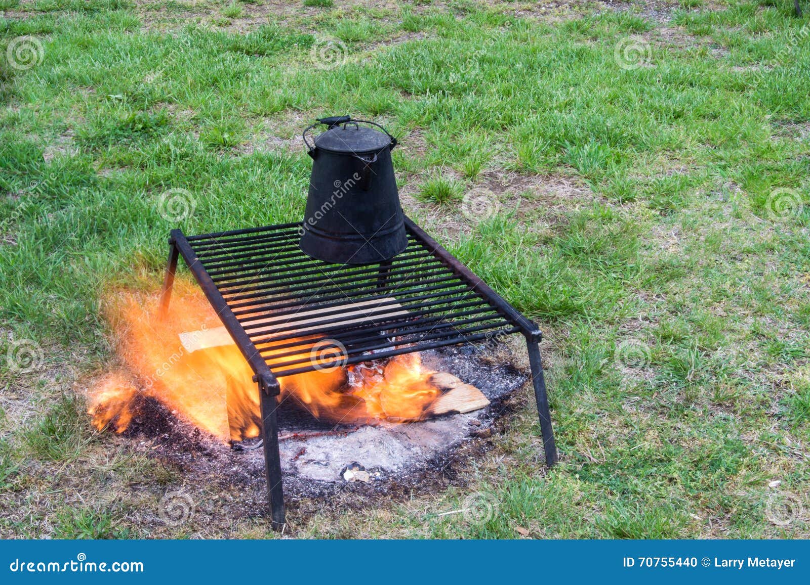 Coffee Brewing Over an Open Camp Fire Stock Photo - Image of camp ...