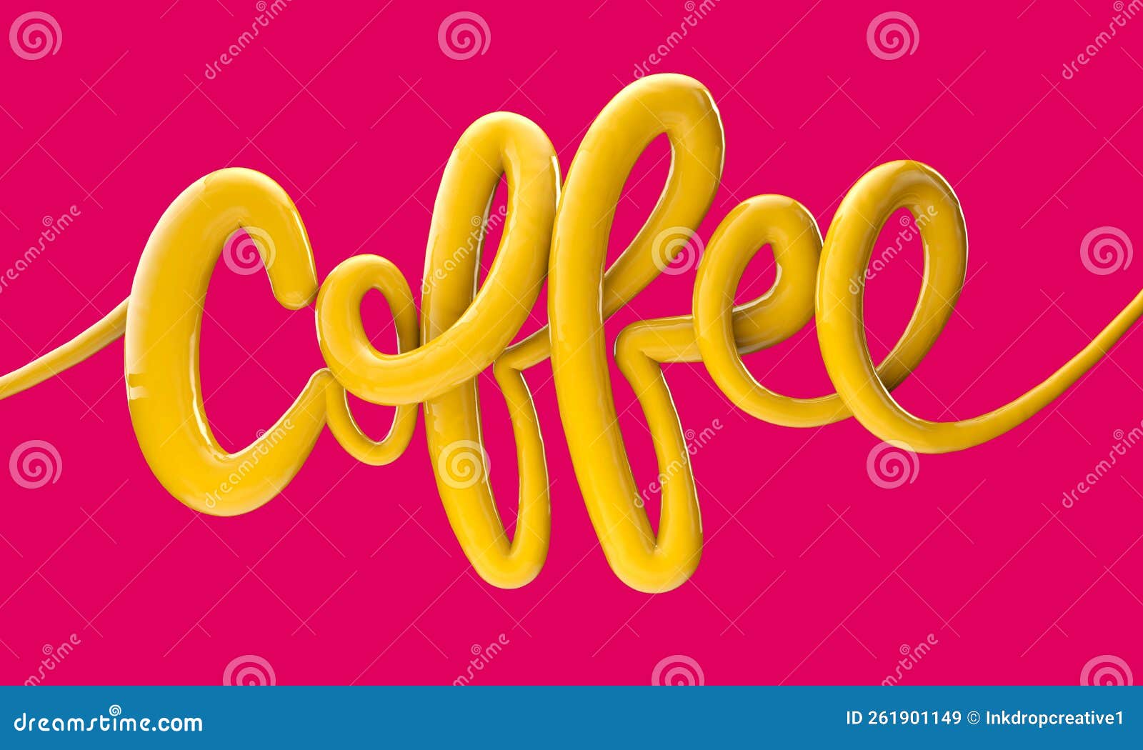 Coffee Bright Bubble Script Typography Background 3D Render Stock ...