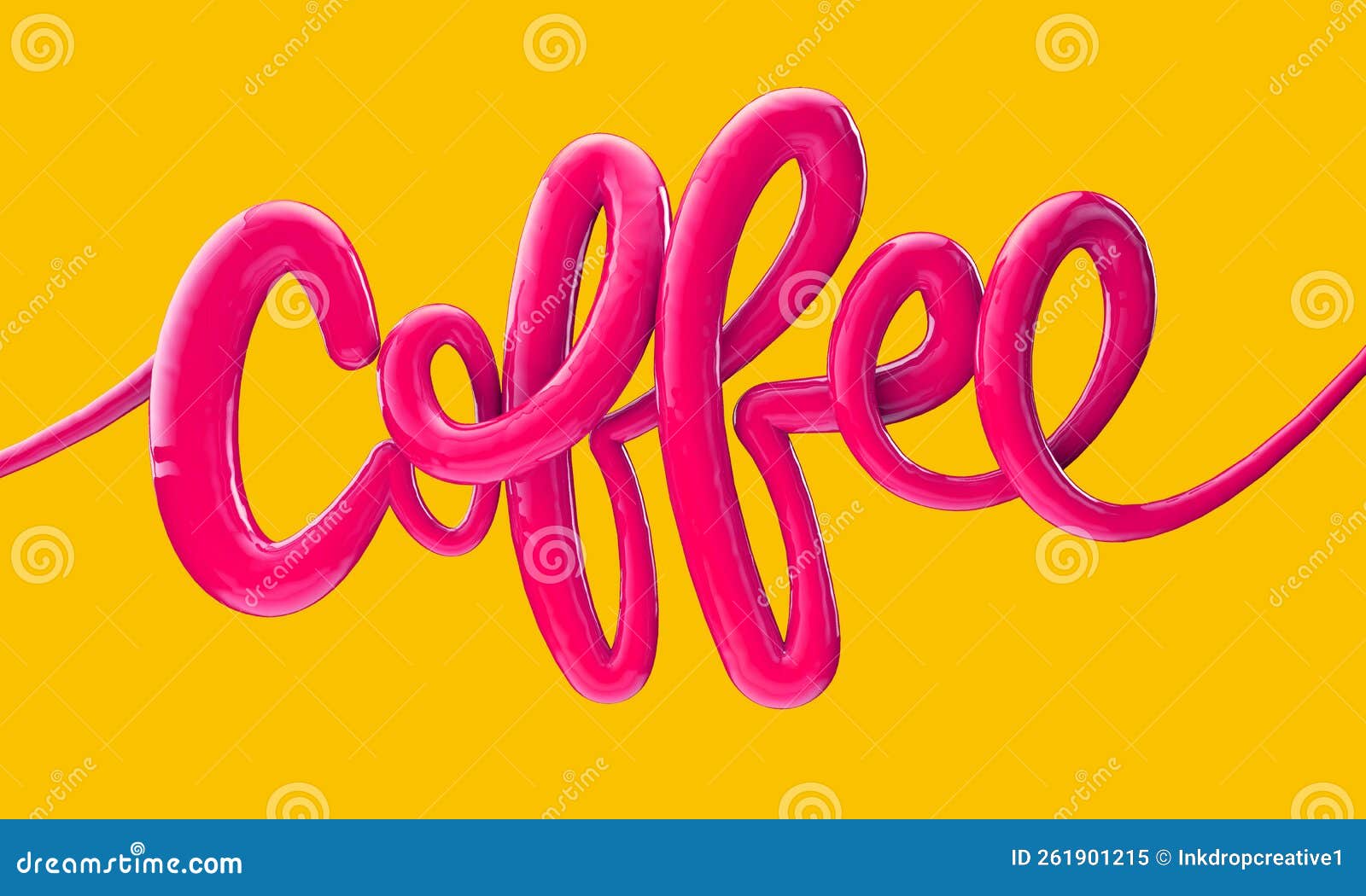 Coffee Bright Bubble Script Typography Background 3D Render Stock ...