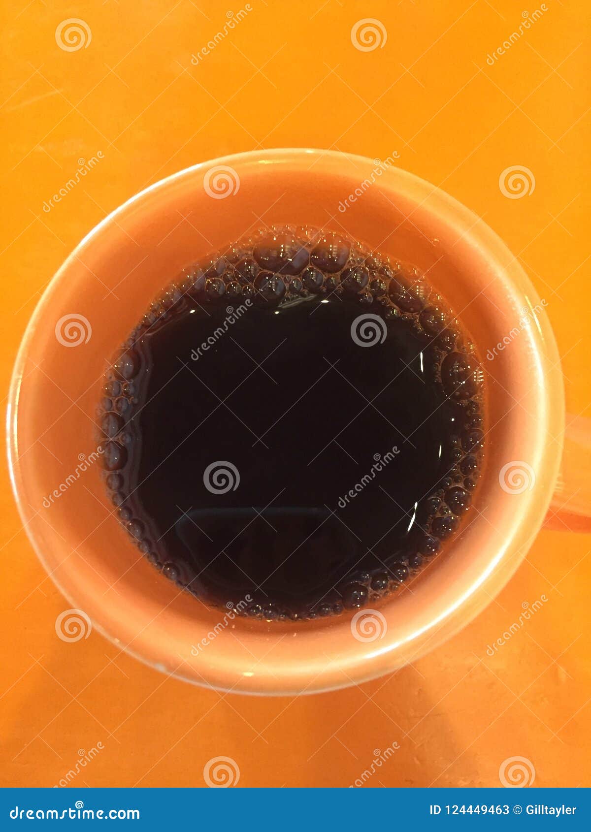 Coffee in Bright Orange Coffee Cup Stock Image - Image of close, coffee ...