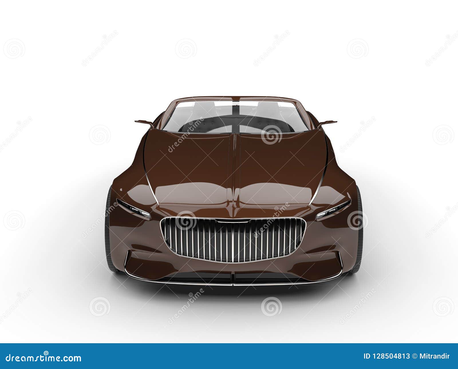 Coffee Brown Modern Cabriolet Concept Car - Front View Stock ...