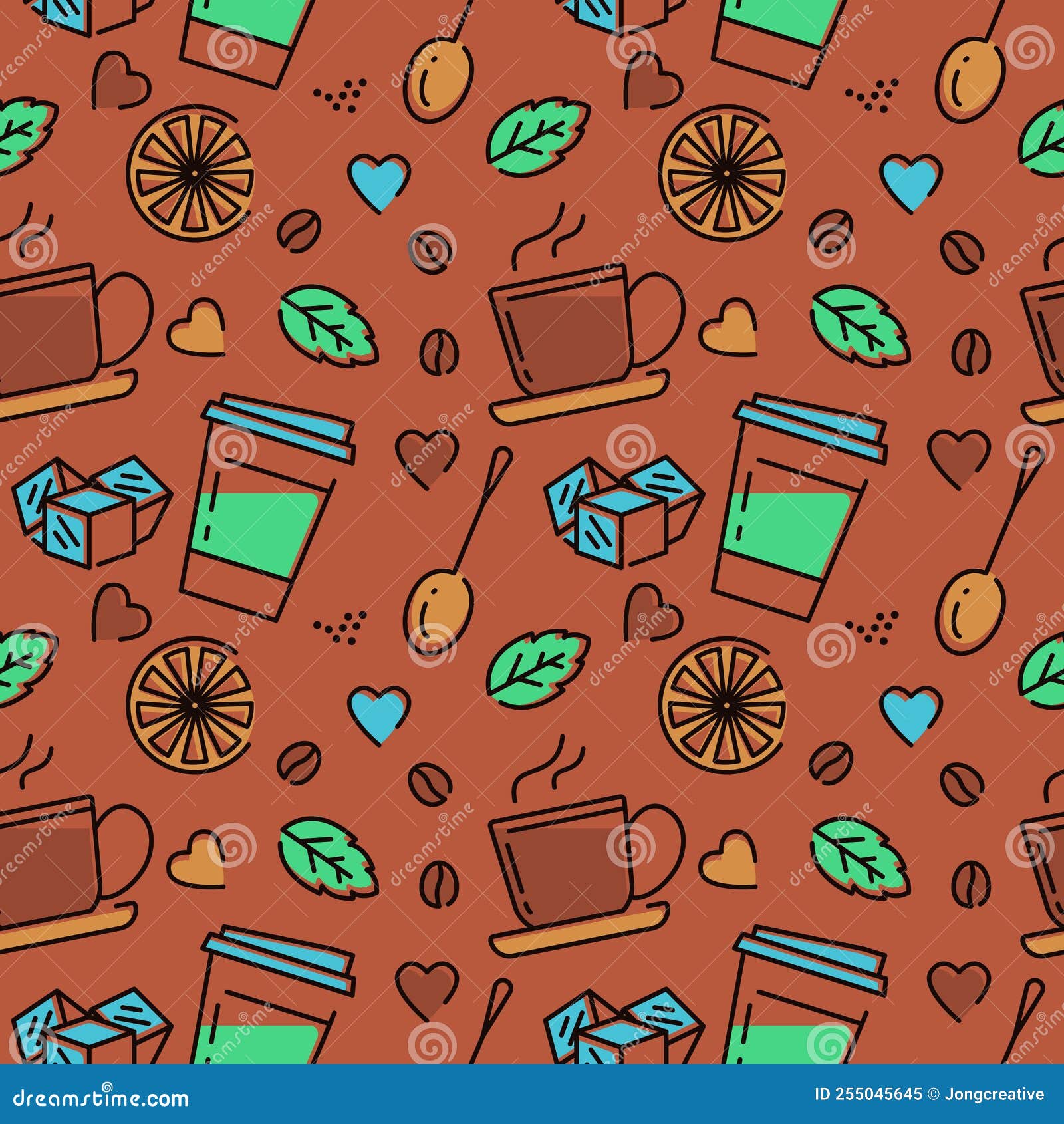 Coffee Cafe Beverage Seamless Pattern Fresh Background Stock Vector - Illustration of lemon ...