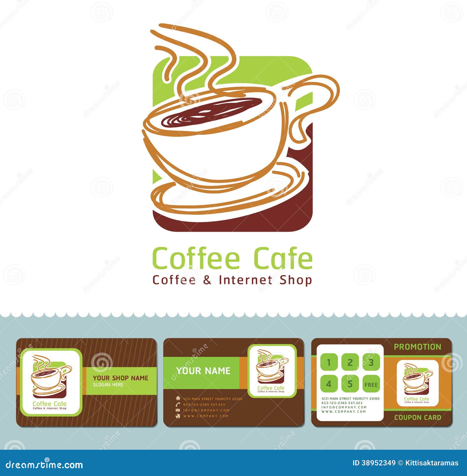 Coffee Cafe Business Cards. Vector Illustration | CartoonDealer.com ...