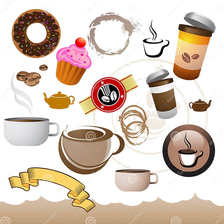 Coffee Cafe Elements stock vector. Illustration of donut - 15858863