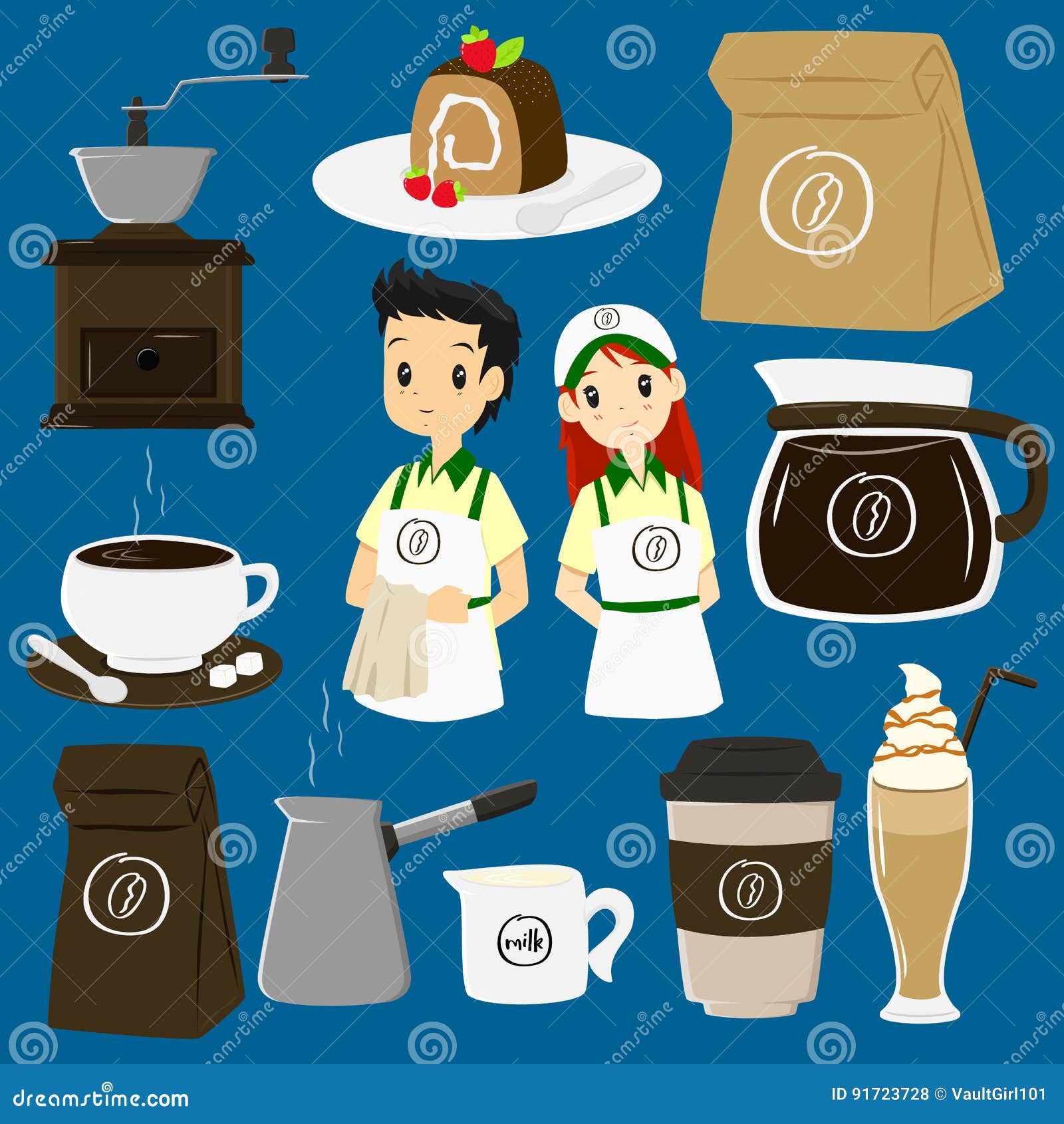 Coffee Cafe Vector Collection Stock Vector - Illustration of design ...