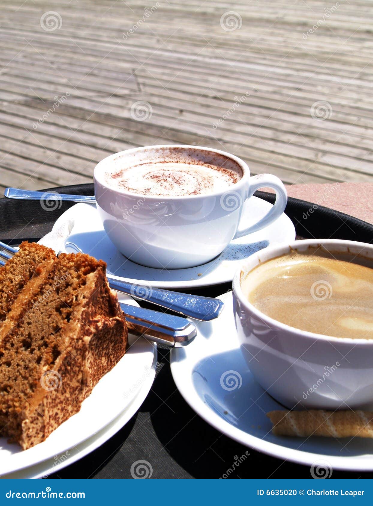 Coffee and cake Break stock photo. Image of food, cappucino - 6635020