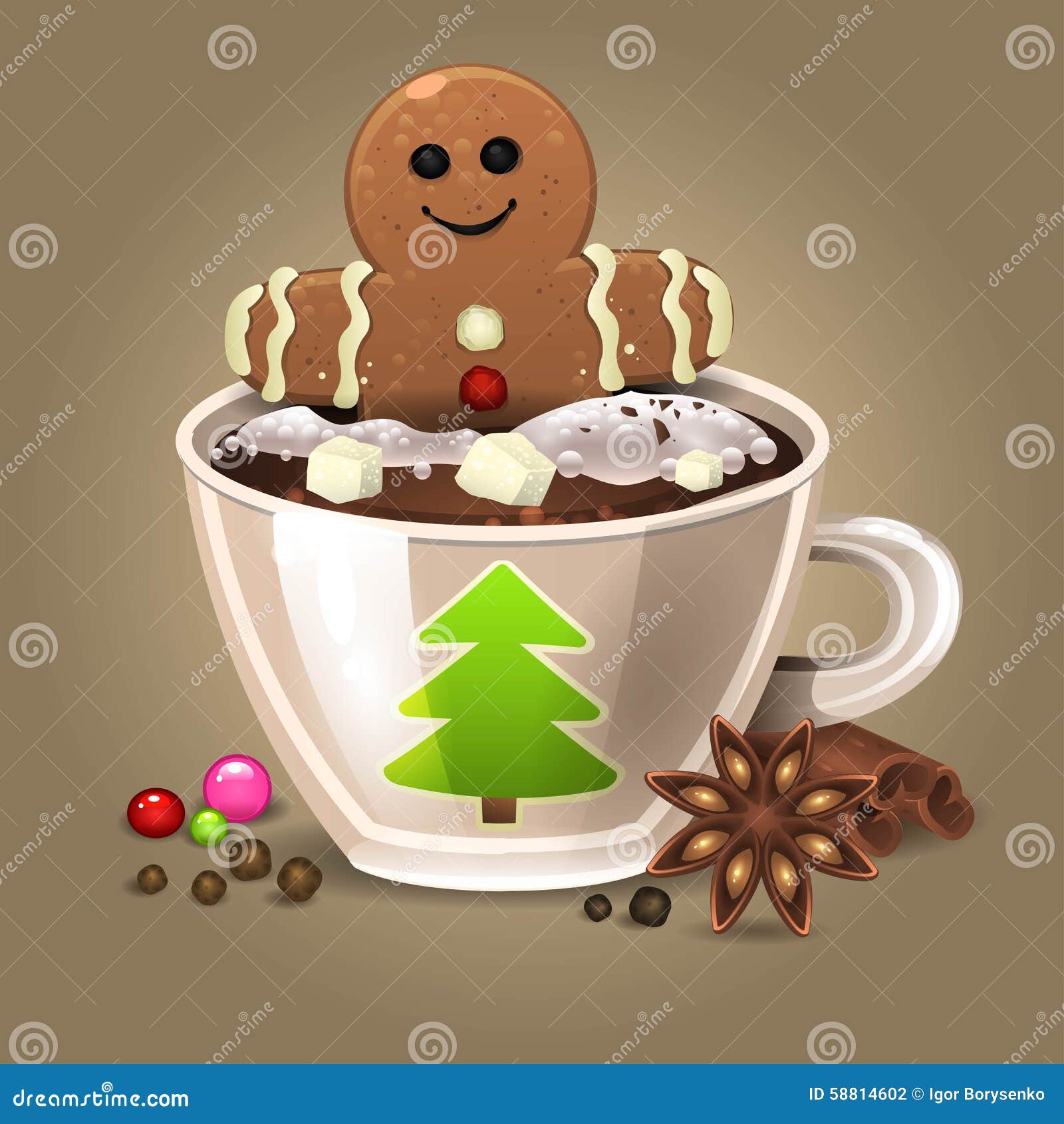 Coffee with cake stock vector. Illustration of breakfast - 58814602