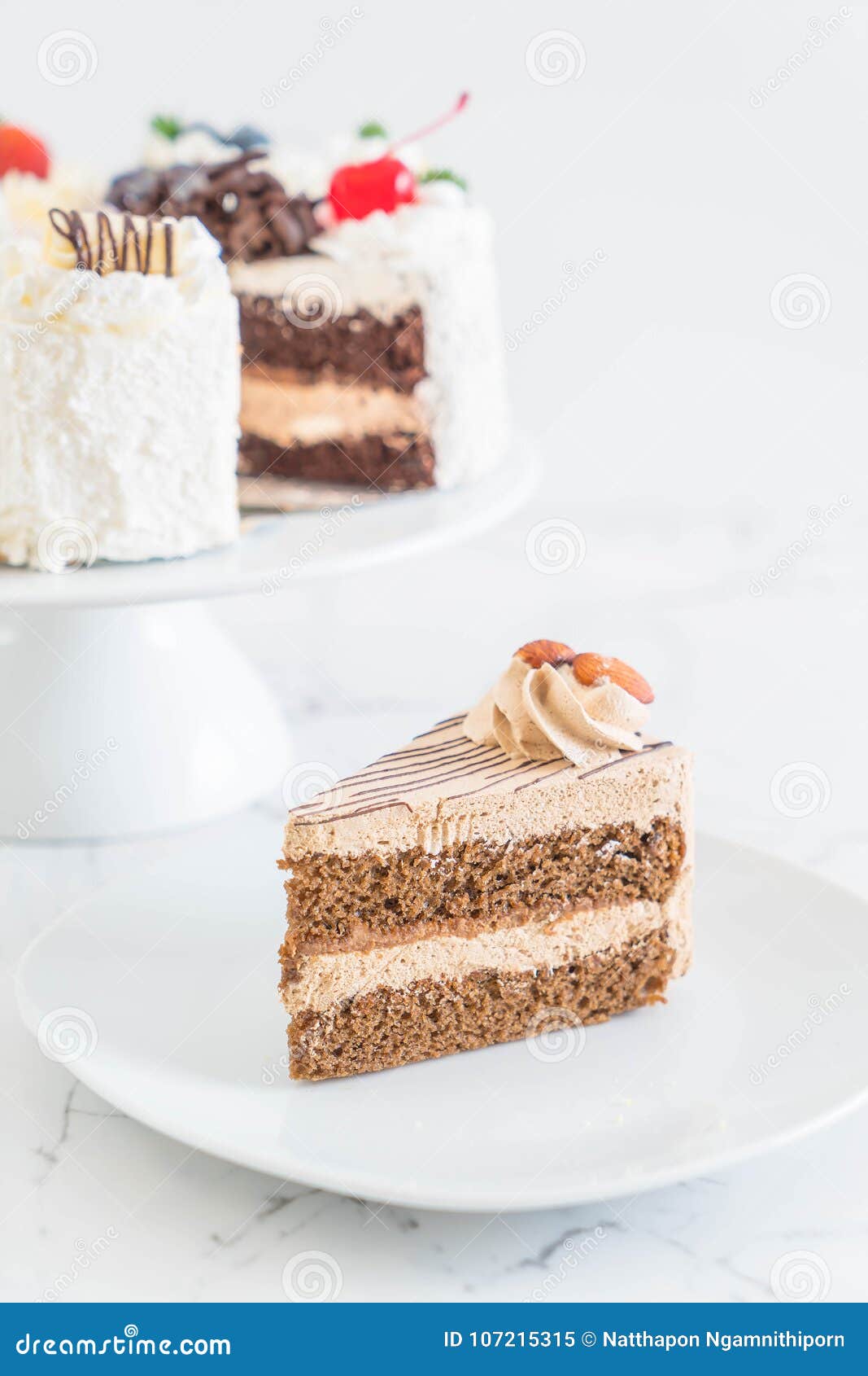 Coffee cake on plate stock image. Image of isolated - 107215315