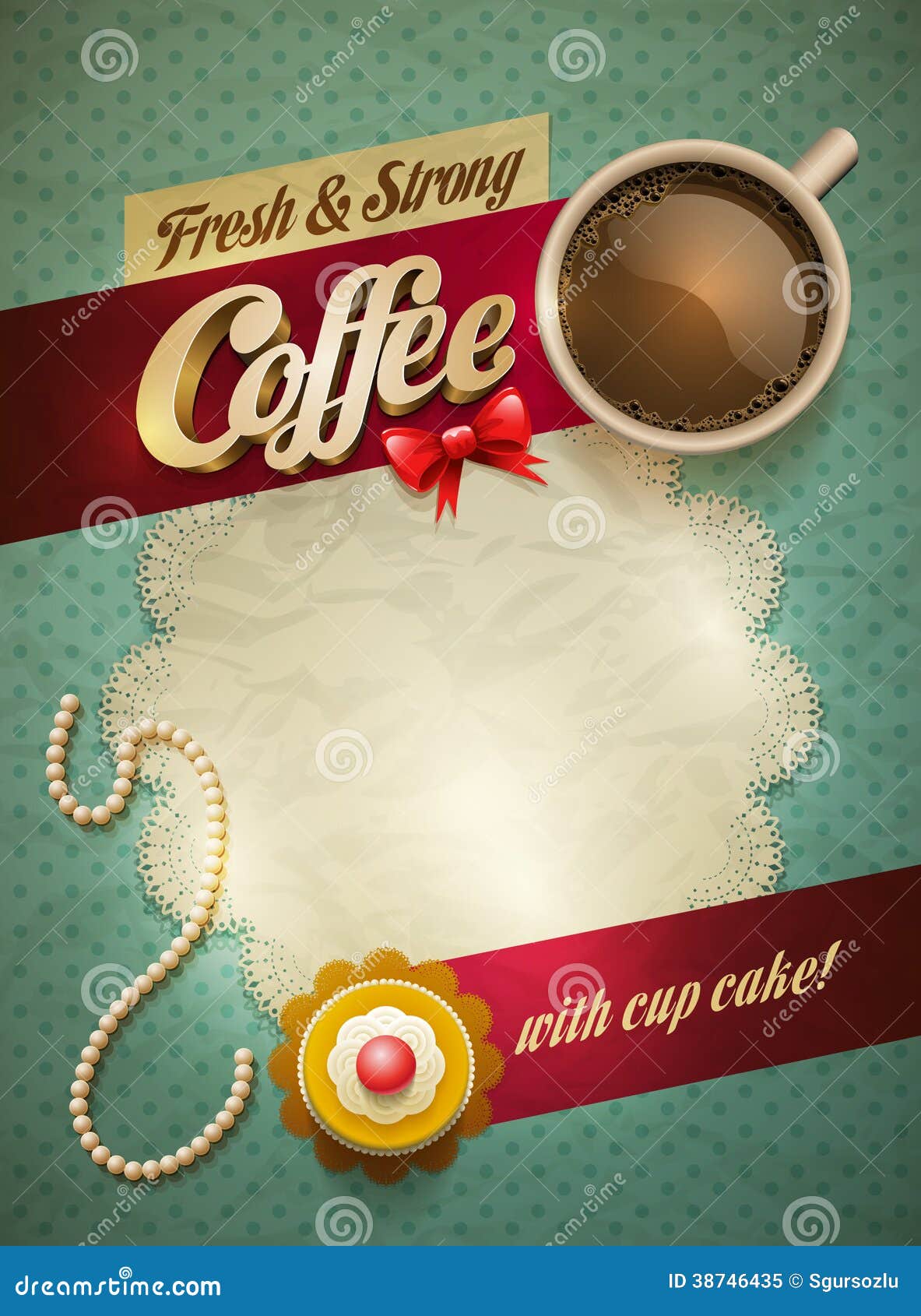 Coffee & cake poster stock vector. Illustration of background - 38746435