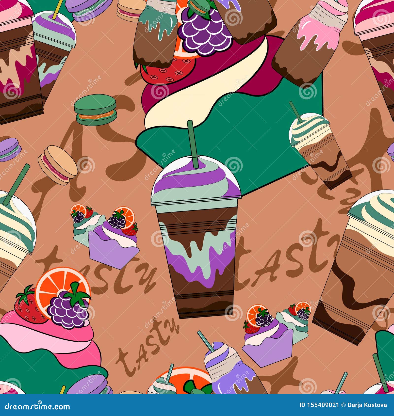 Coffee and Cake Seamless Pattern. Vector Illustration Stock Vector ...