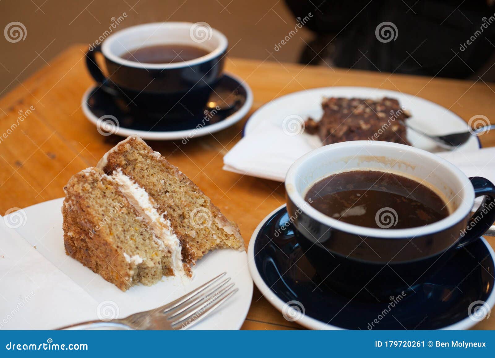 Coffee and Cake on a Table in a Cafe in the UK Stock Image - Image of ...