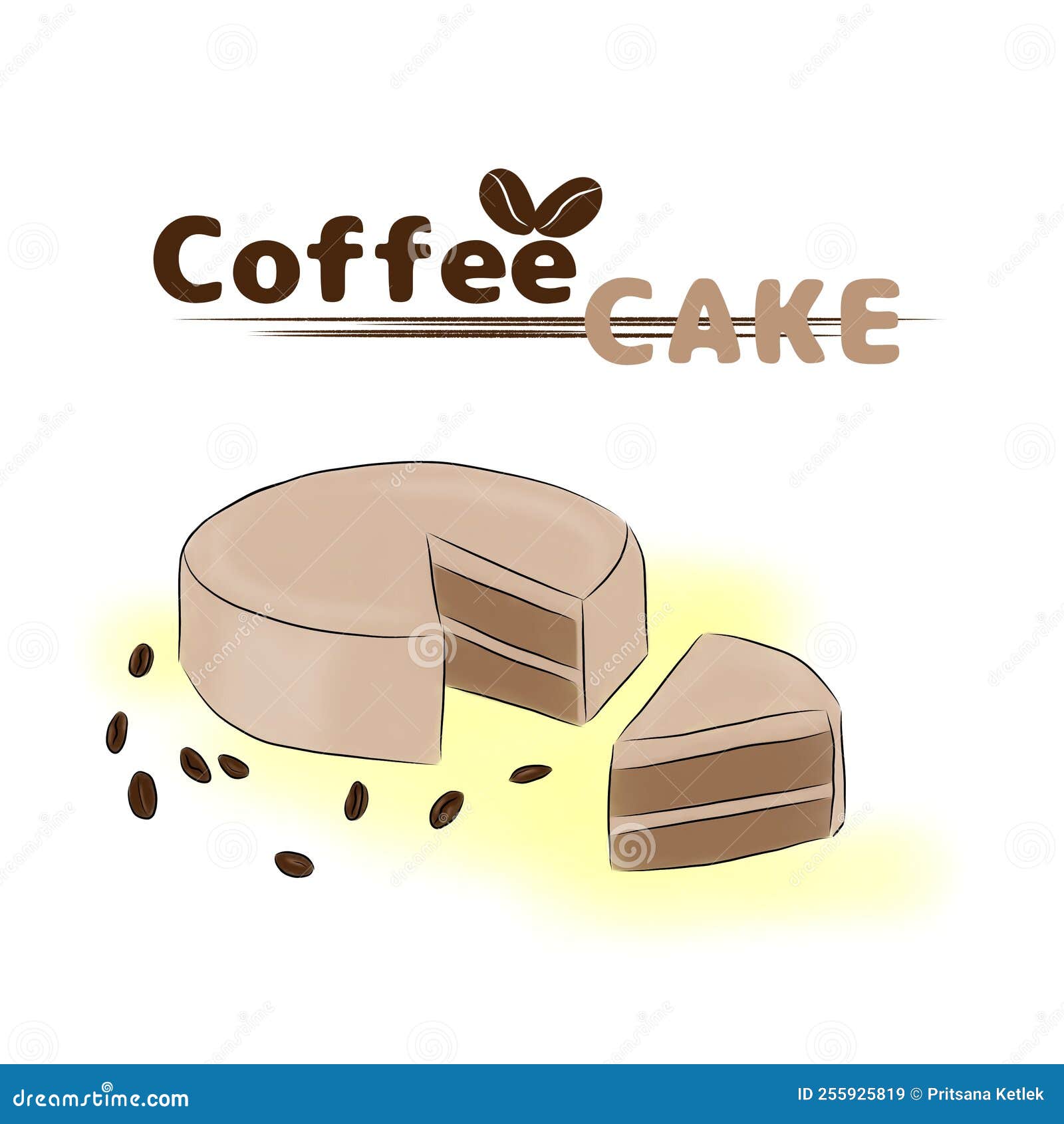 Coffee Cake on White Background Drawing Illustrations Stock ...