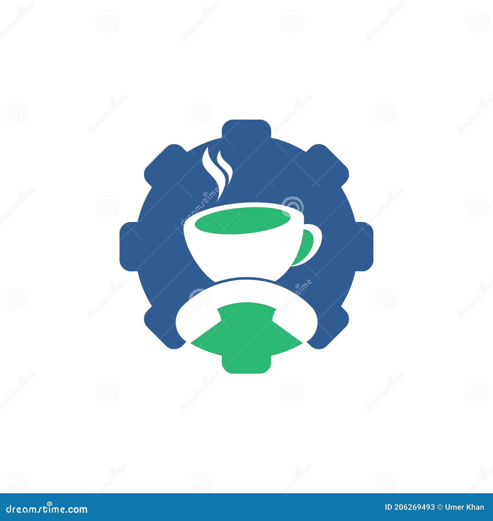 Coffee Call Gear Shape Concept Vector Logo Design. Stock Vector ...