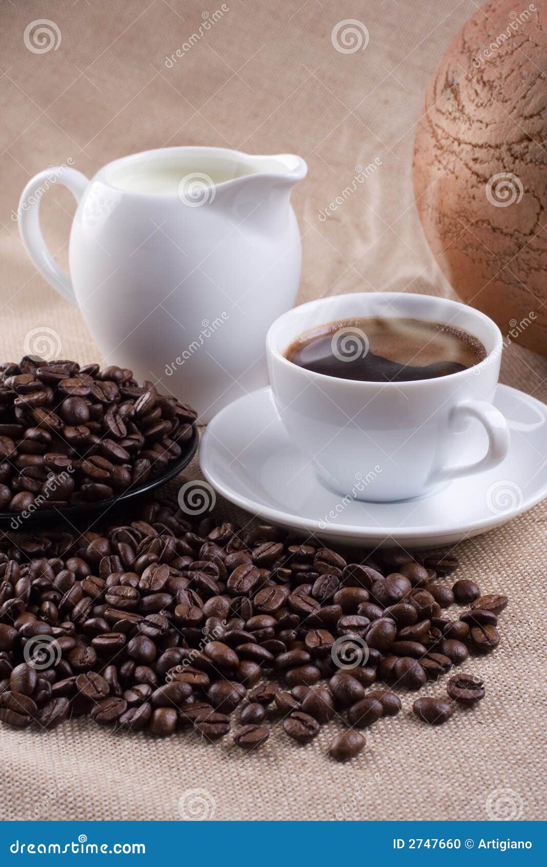 Coffee with can of milk stock photo. Image of espresso - 2747660