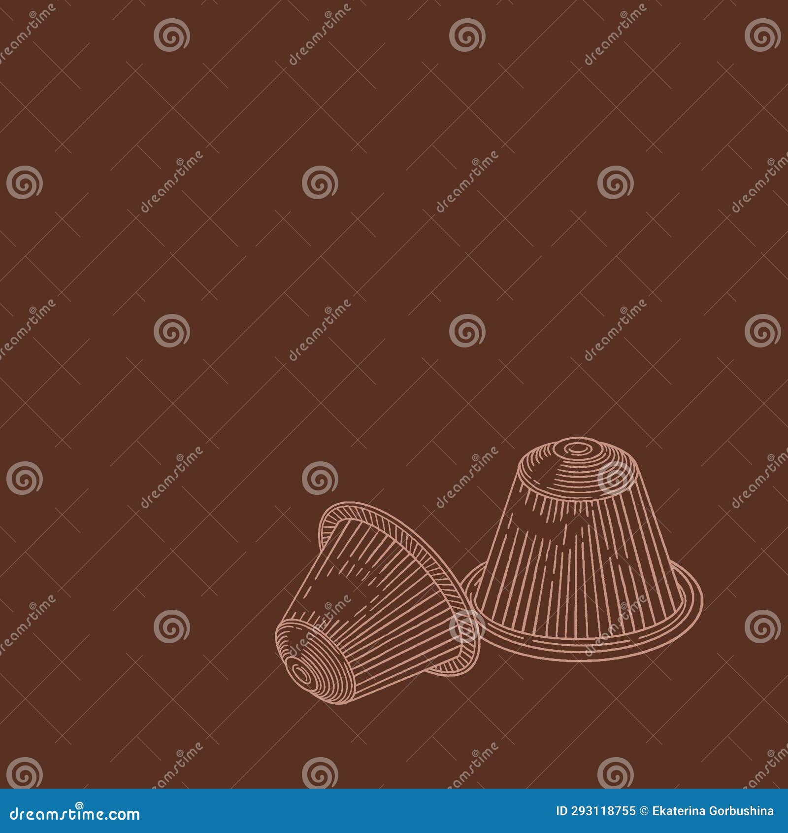 Coffee Capsule, Hand Drawn Brown Silhouette Stock Vector - Illustration ...
