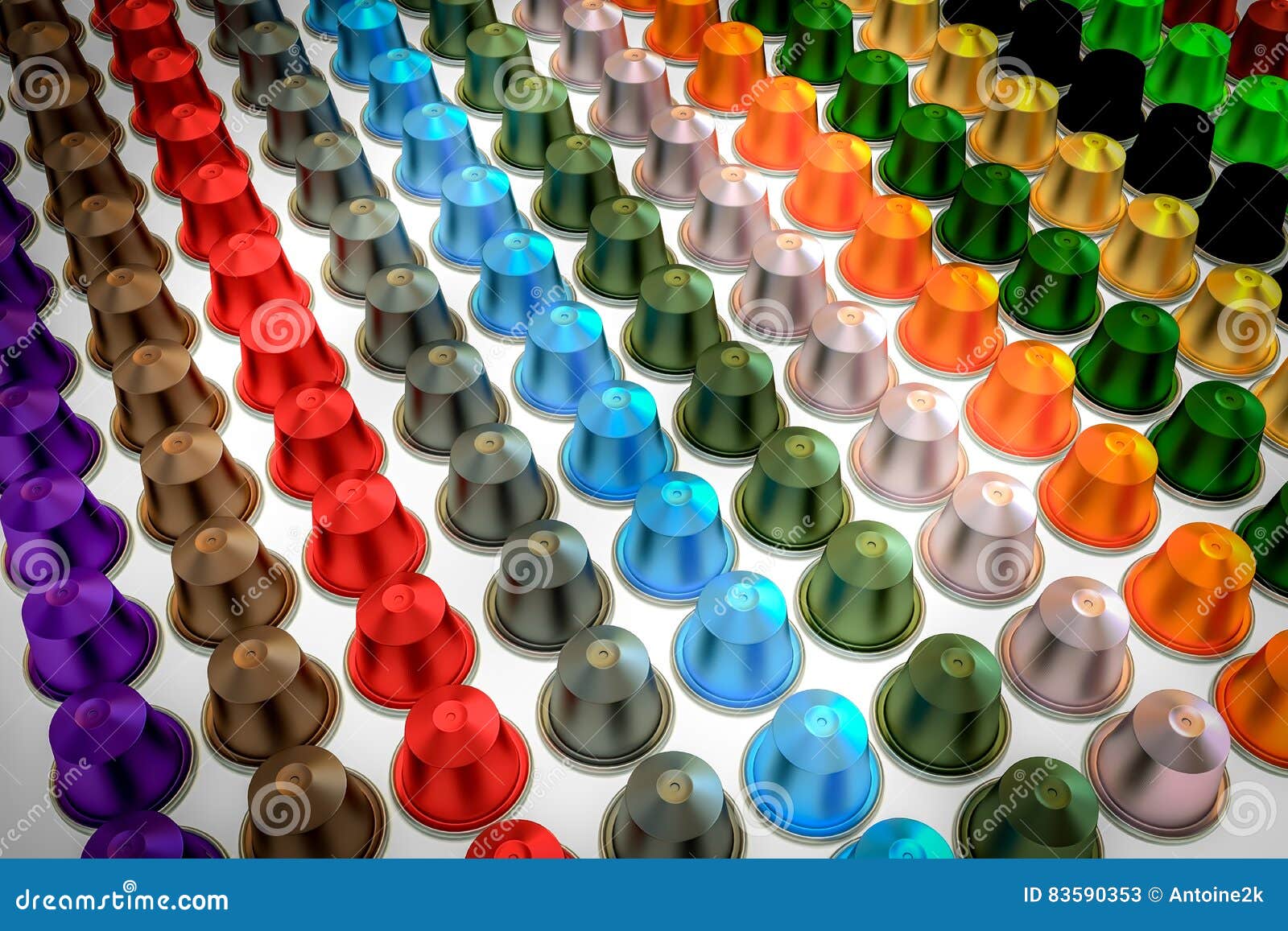 Coffee Capsules Multicolored Aranged in Rows Stock Illustration ...