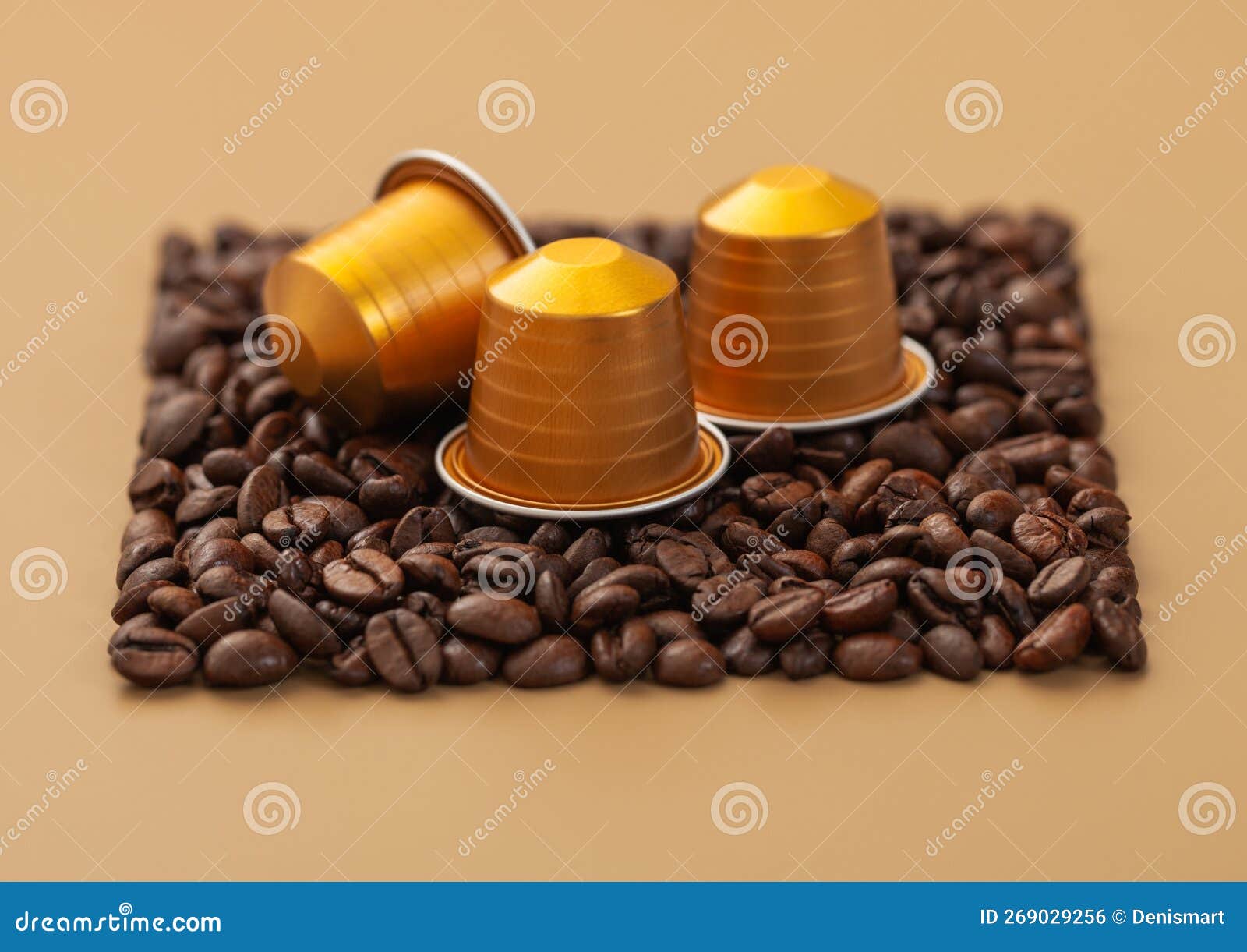 Coffee Capsules Suitable for Machine on Square Coffee Beans Texture on ...