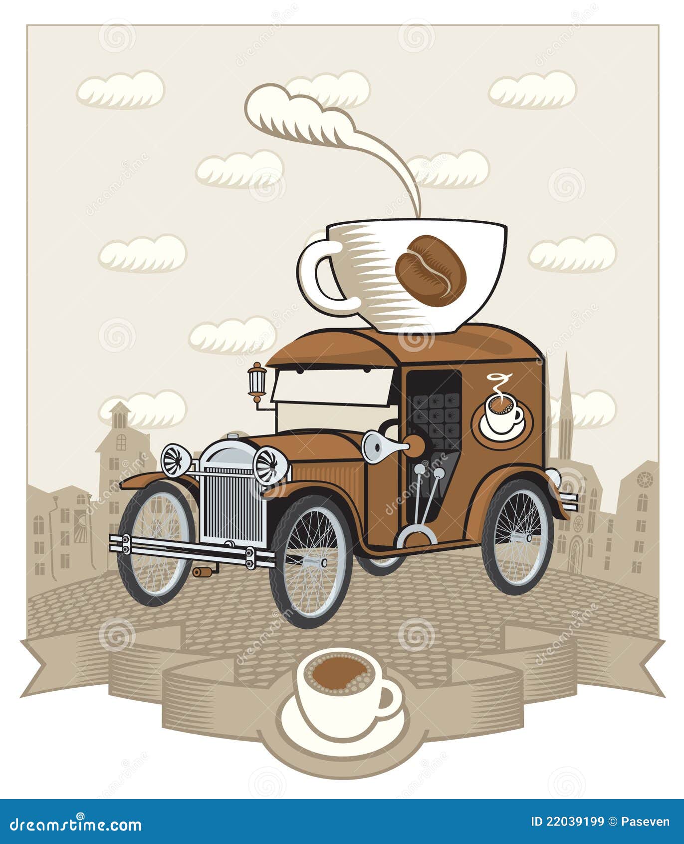 Coffee car stock vector. Illustration of beverage, label - 22039199