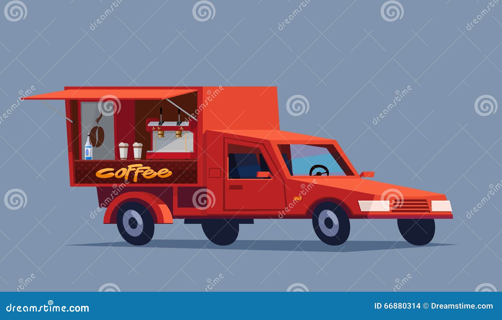 Coffee car. Hot drinks stock vector. Illustration of shop - 66880314