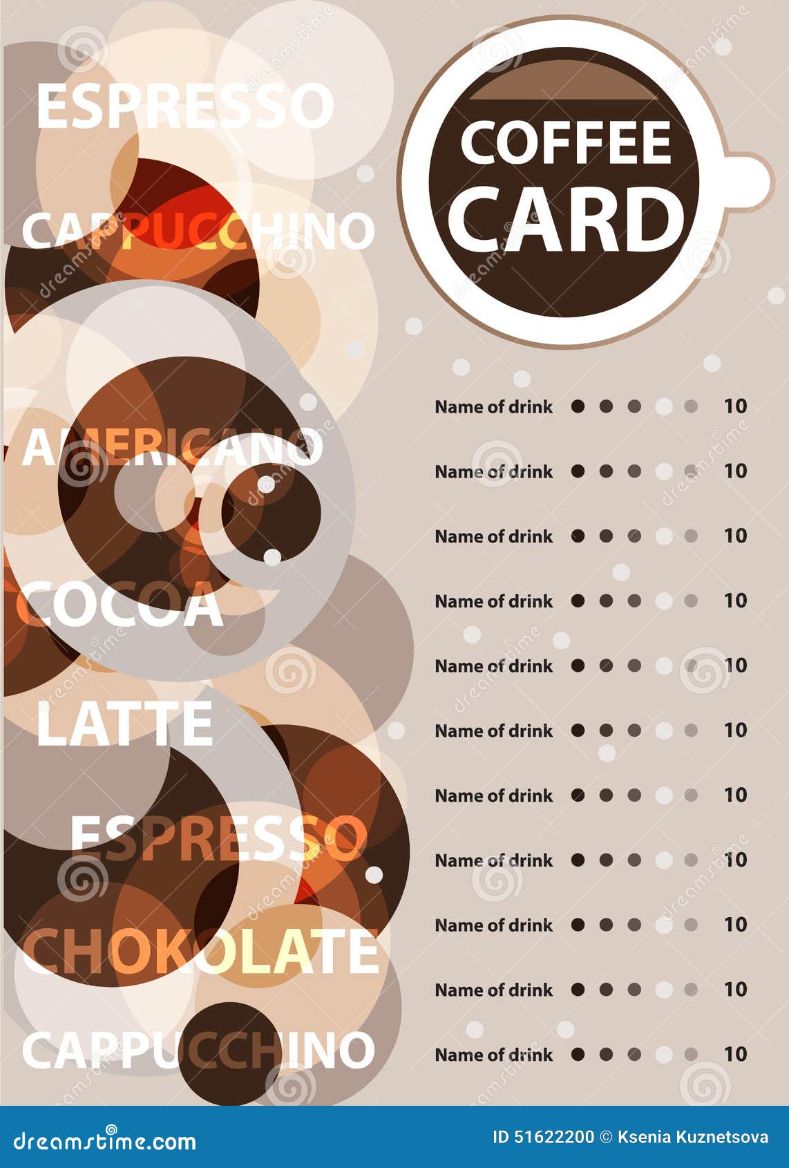 Coffee card stock vector. Illustration of cover, cafe - 51622200