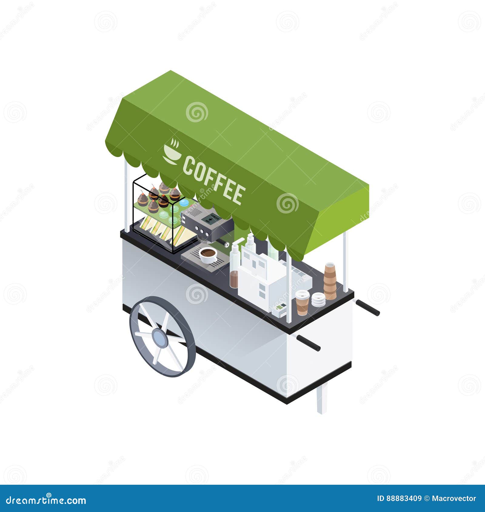 Coffee Cart Isometric Composition Stock Vector - Illustration of ...