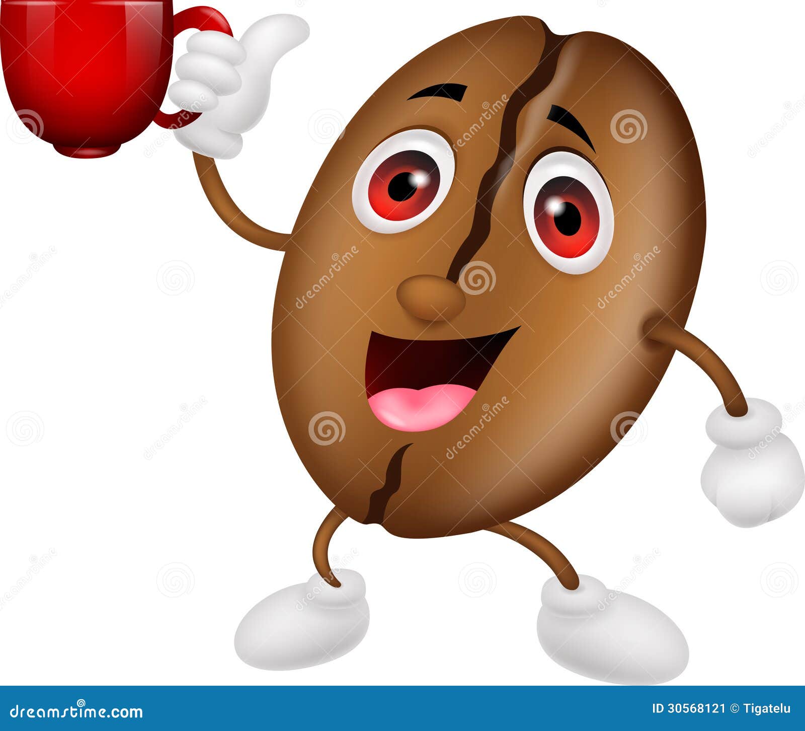 Coffee Cartoon Items Set On White Background. Flat Style Vector ...