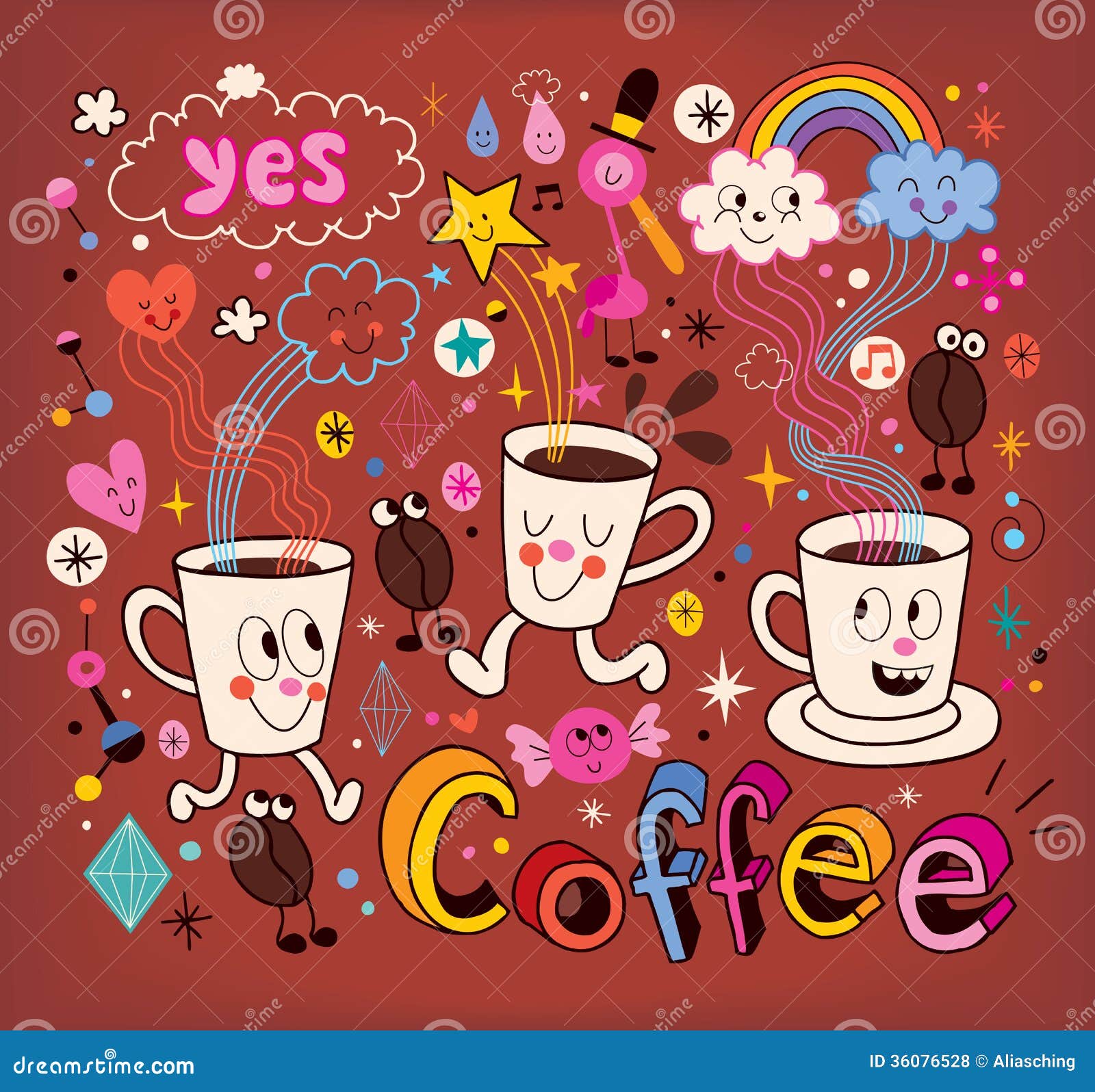Coffee Cartoon Illustration Stock Vector - Illustration of funny ...