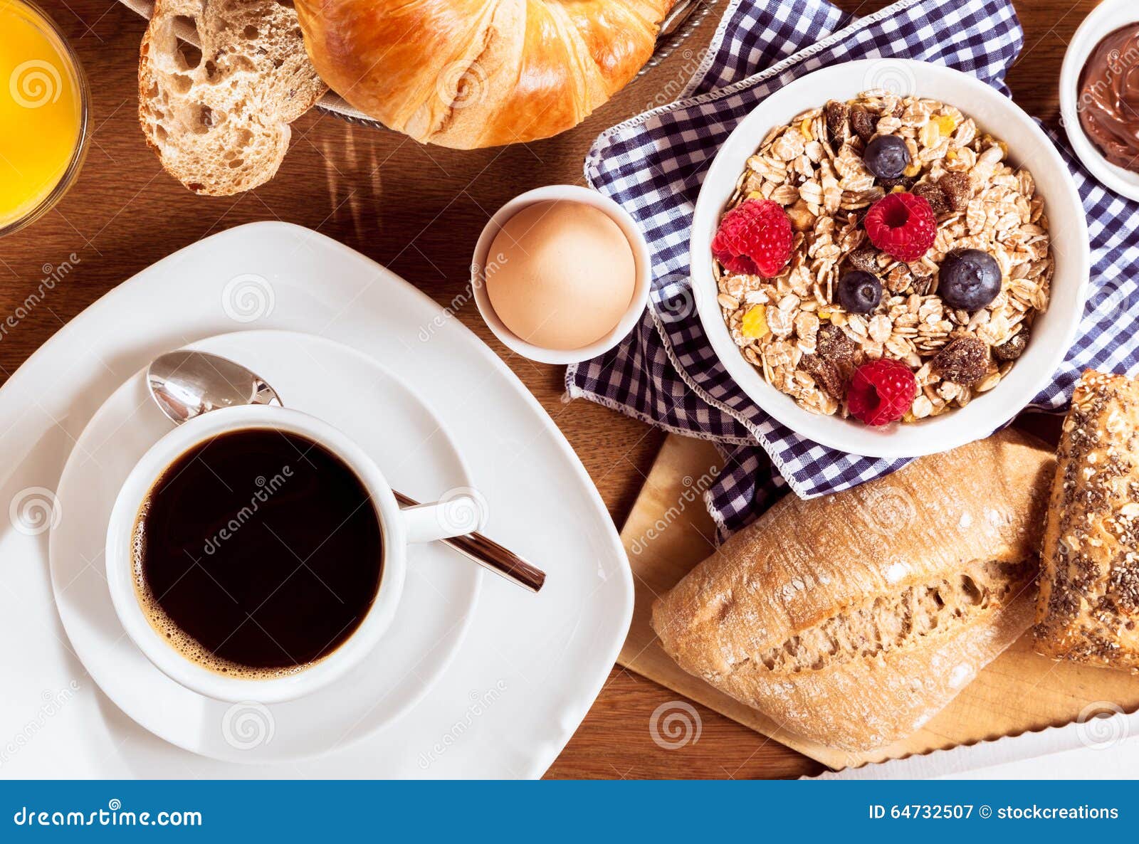 Coffee and Cereal Breakfast Stock Image - Image of orange, muesli: 64732507