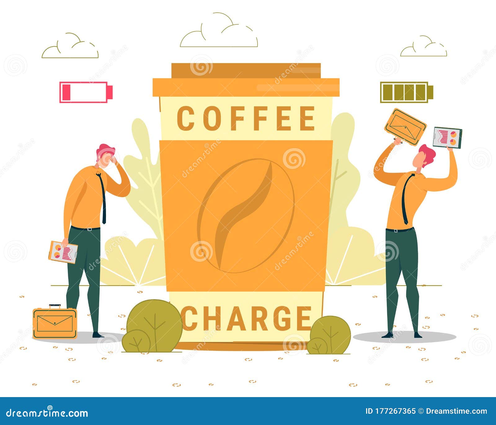 Coffee Charge Abstract Flat Banner Vector Template Stock Vector ...